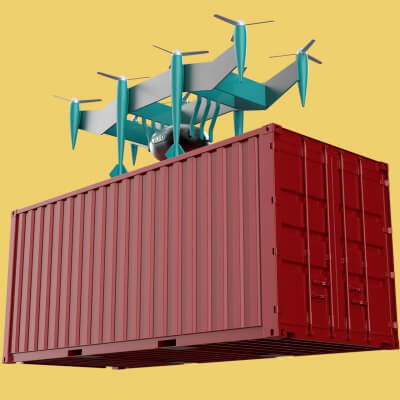 Heavy Drone Delivery Air Cargo Container Carry Shipping Box - 3D Model ...