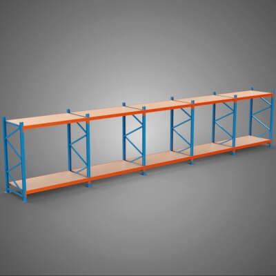 Horizontal Wood Steel Warehouse Metal Shelving Storage Rack - 3D Model ...