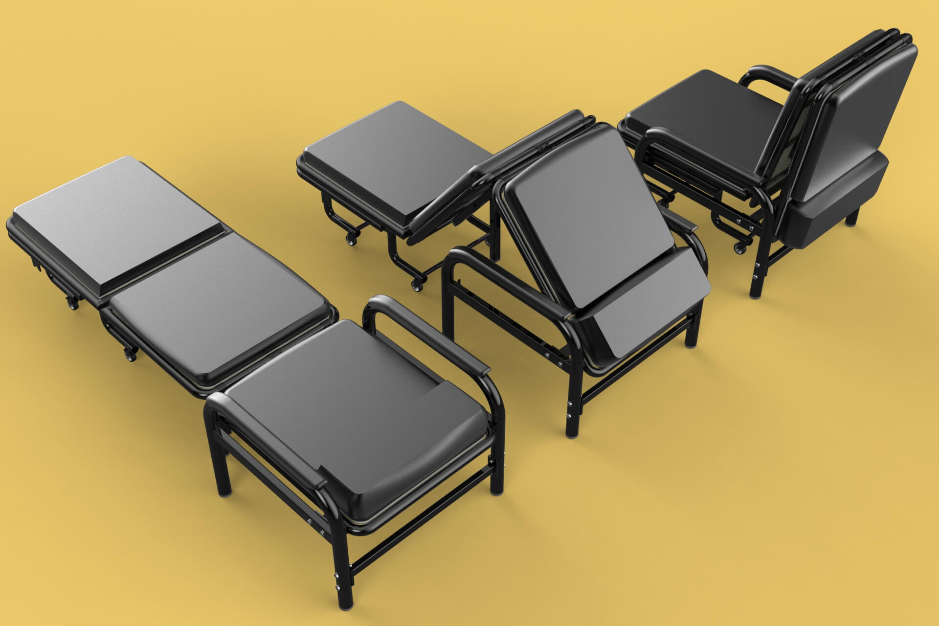 Hospital Room Accompany Chair Patient Fold Nursing Chair Bed - 3D Model ...