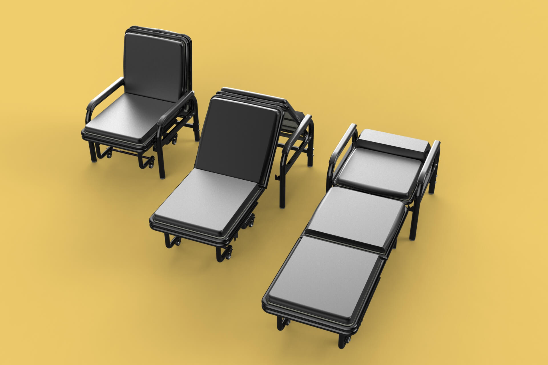 Hospital Room Accompany Chair Patient Fold Nursing Chair Bed - 3D Model ...