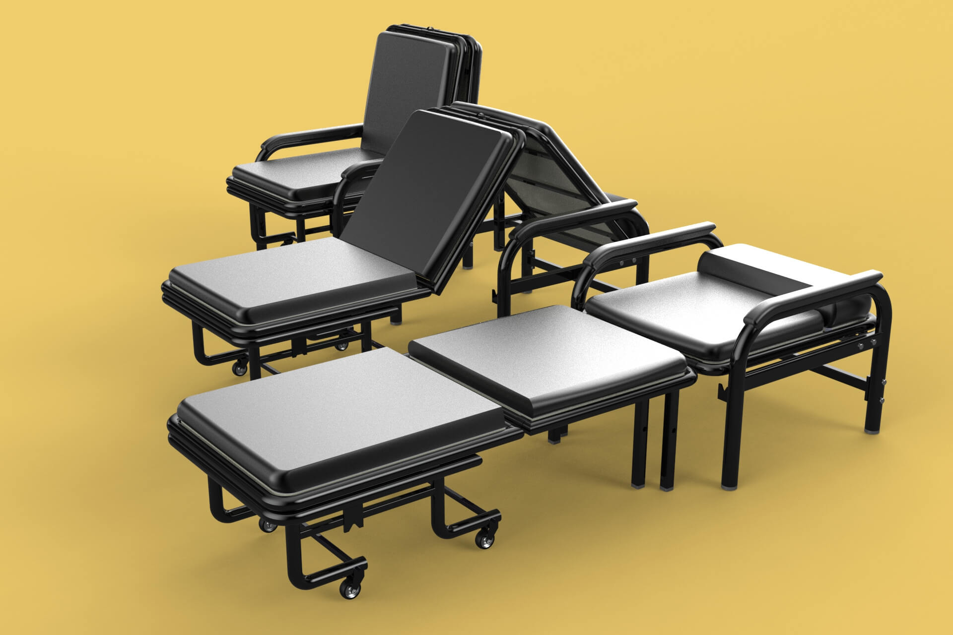 Hospital Room Accompany Chair Patient Fold Nursing Chair Bed - 3D Model ...