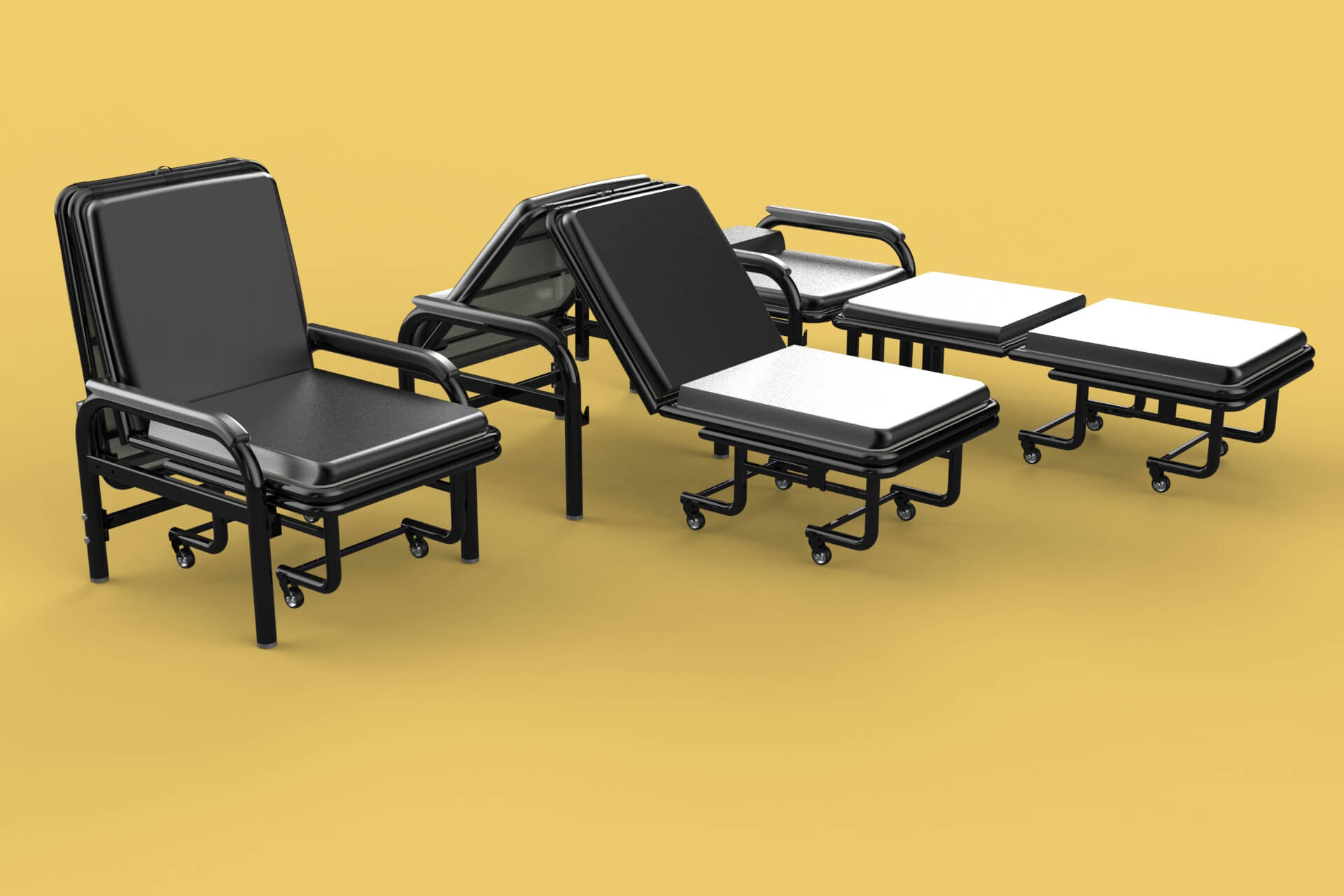 Hospital Room Accompany Chair Patient Fold Nursing Chair Bed - 3D Model ...