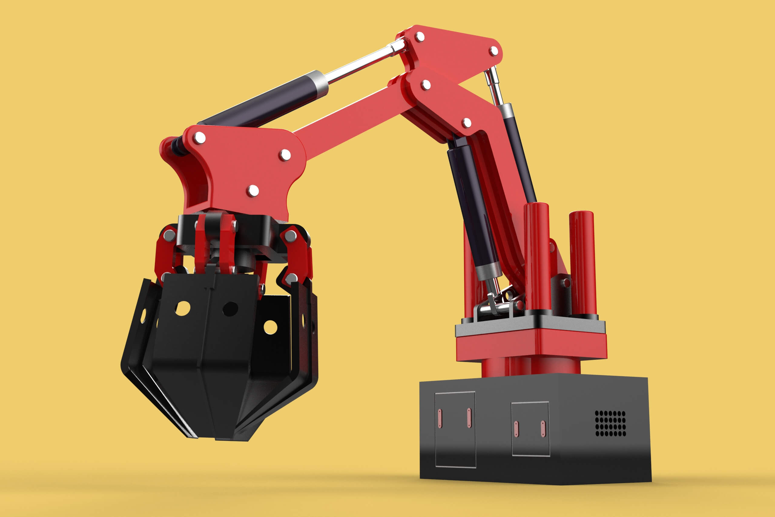 Hydraulic Crane Grabber Claw Gripper Grapple Clamp Hook Lift - 3D Model ...