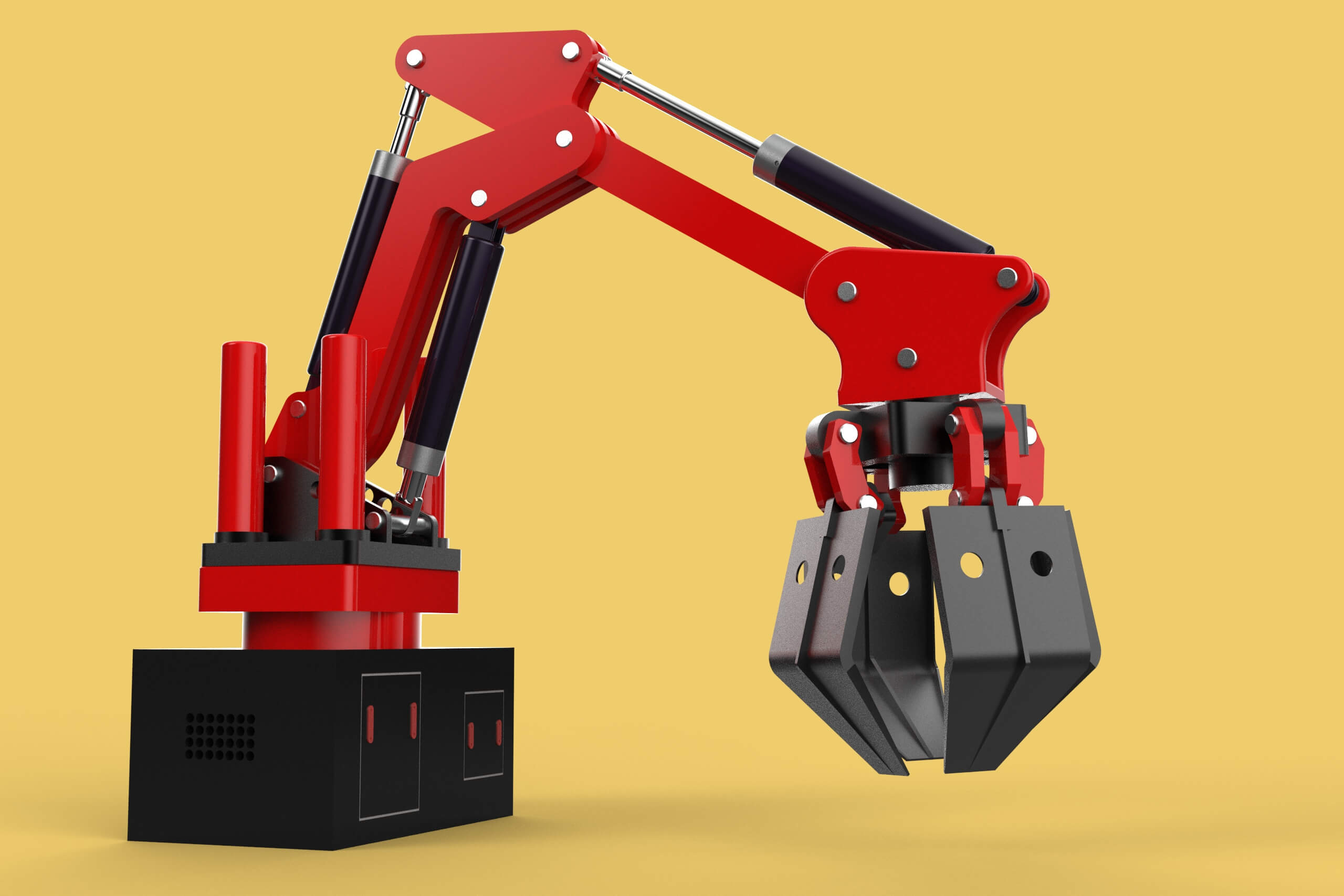 Hydraulic Crane Grabber Claw Gripper Grapple Clamp Hook Lift - 3D Model ...