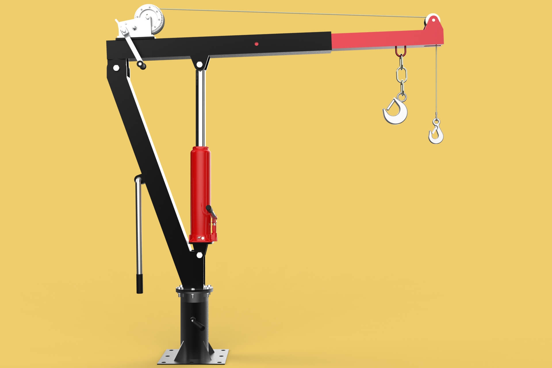 Hydraulic Swivel Lifting Crane Manual Hand Crank Winch Hoist - 3D Model ...