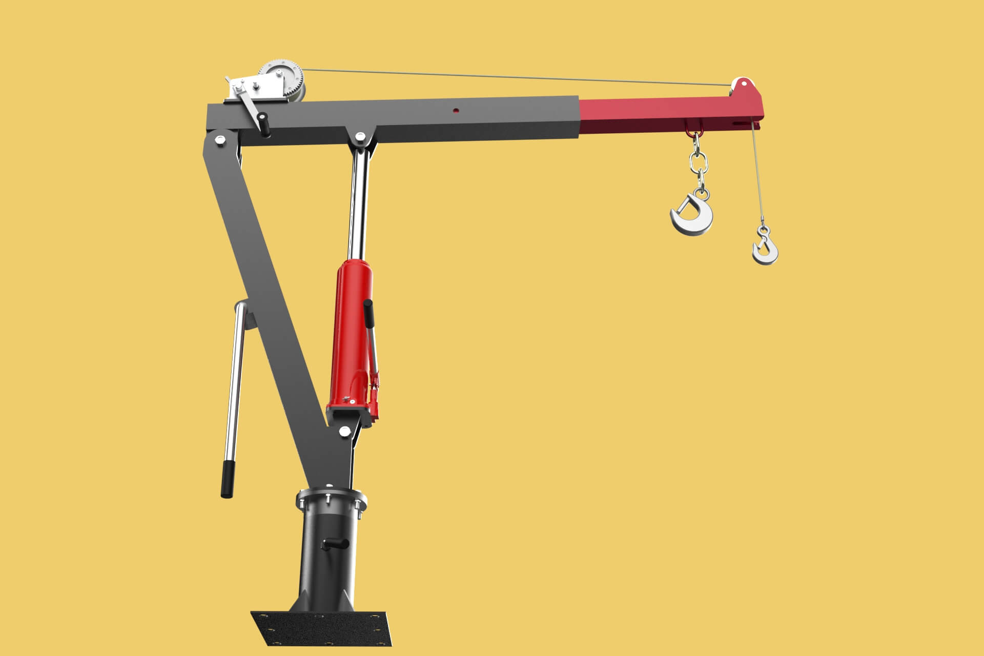 Hydraulic Swivel Lifting Crane Manual Hand Crank Winch Hoist - 3D Model ...