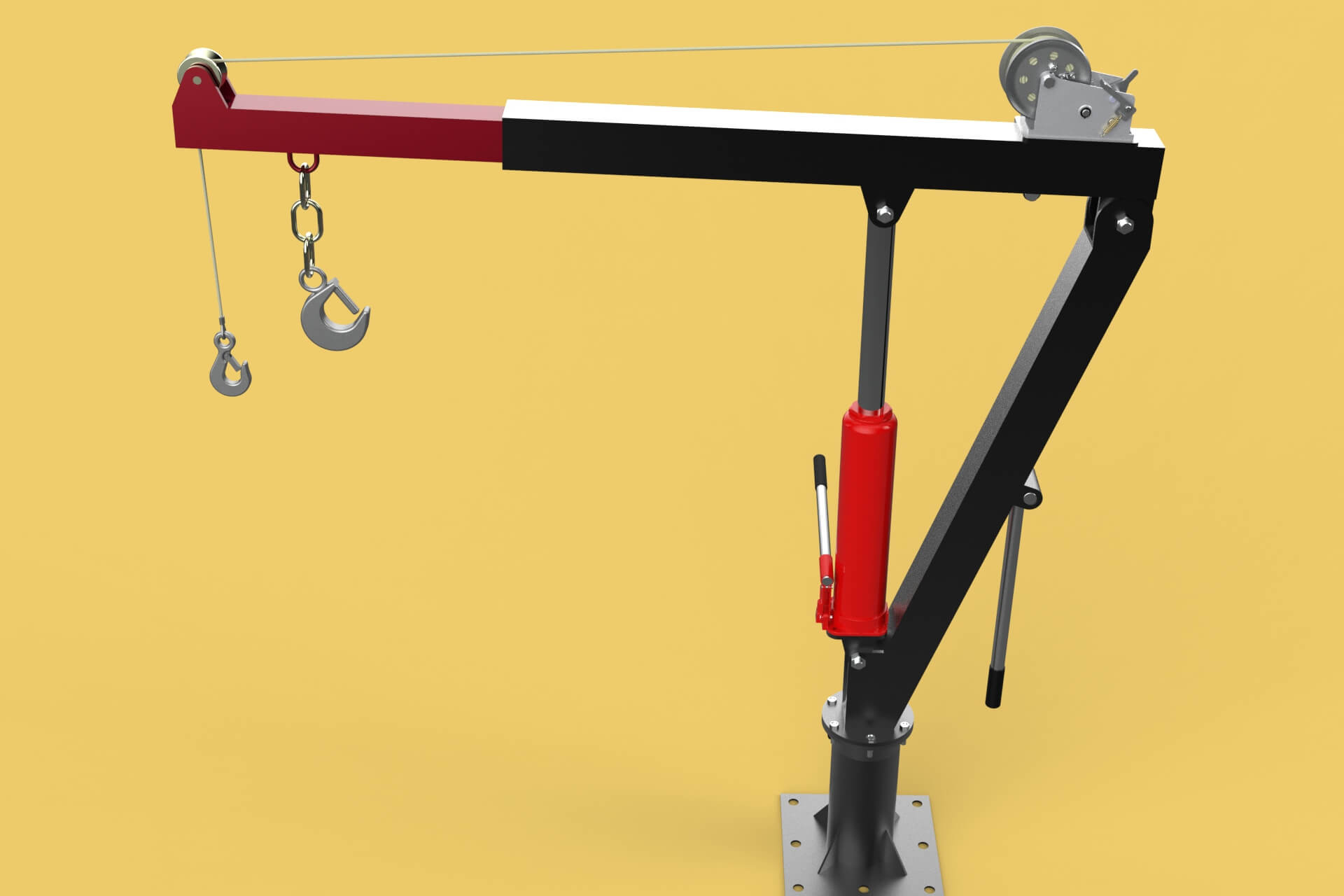 Hydraulic Swivel Lifting Crane Manual Hand Crank Winch Hoist - 3D Model ...