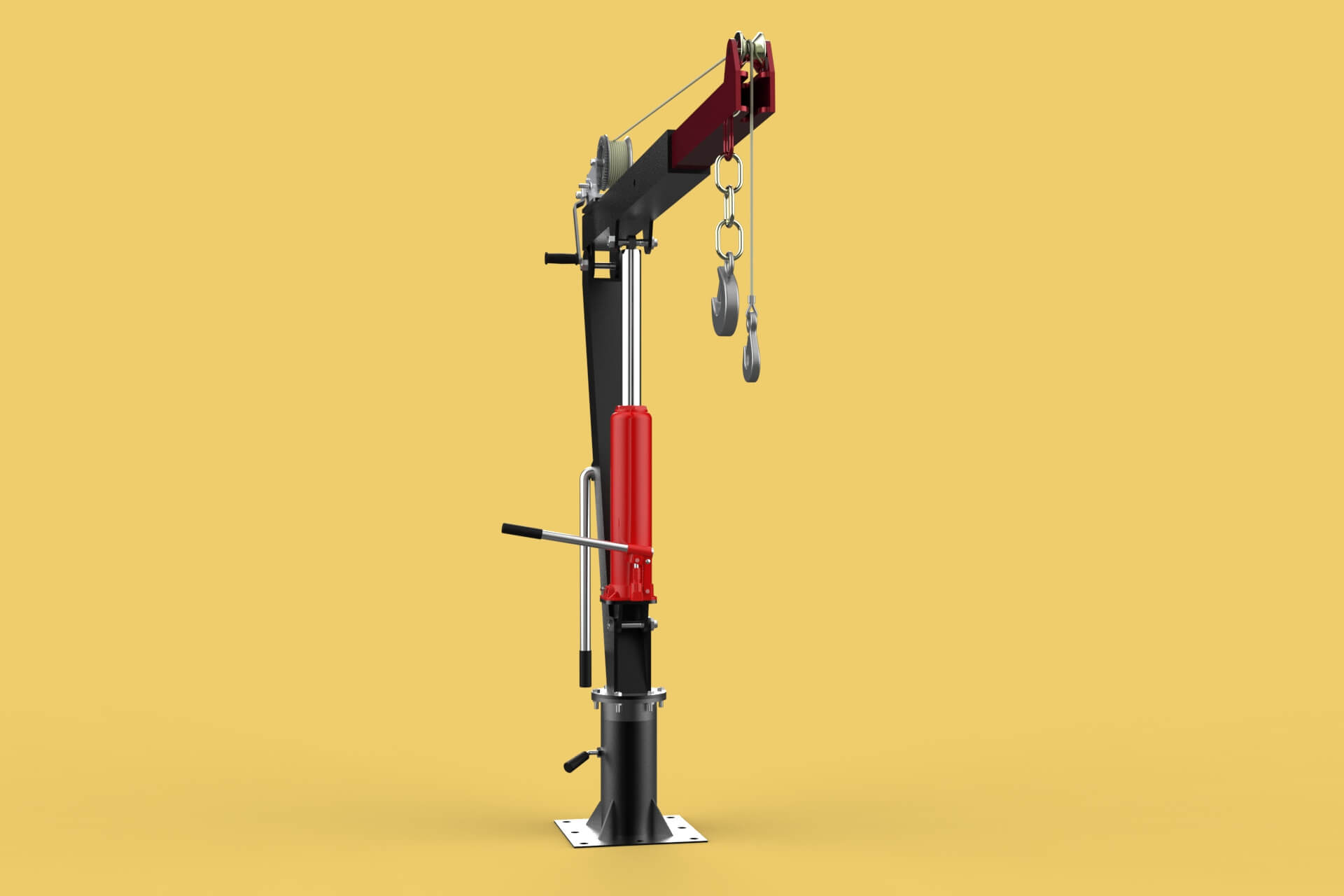 Hydraulic Swivel Lifting Crane Manual Hand Crank Winch Hoist - 3D Model ...