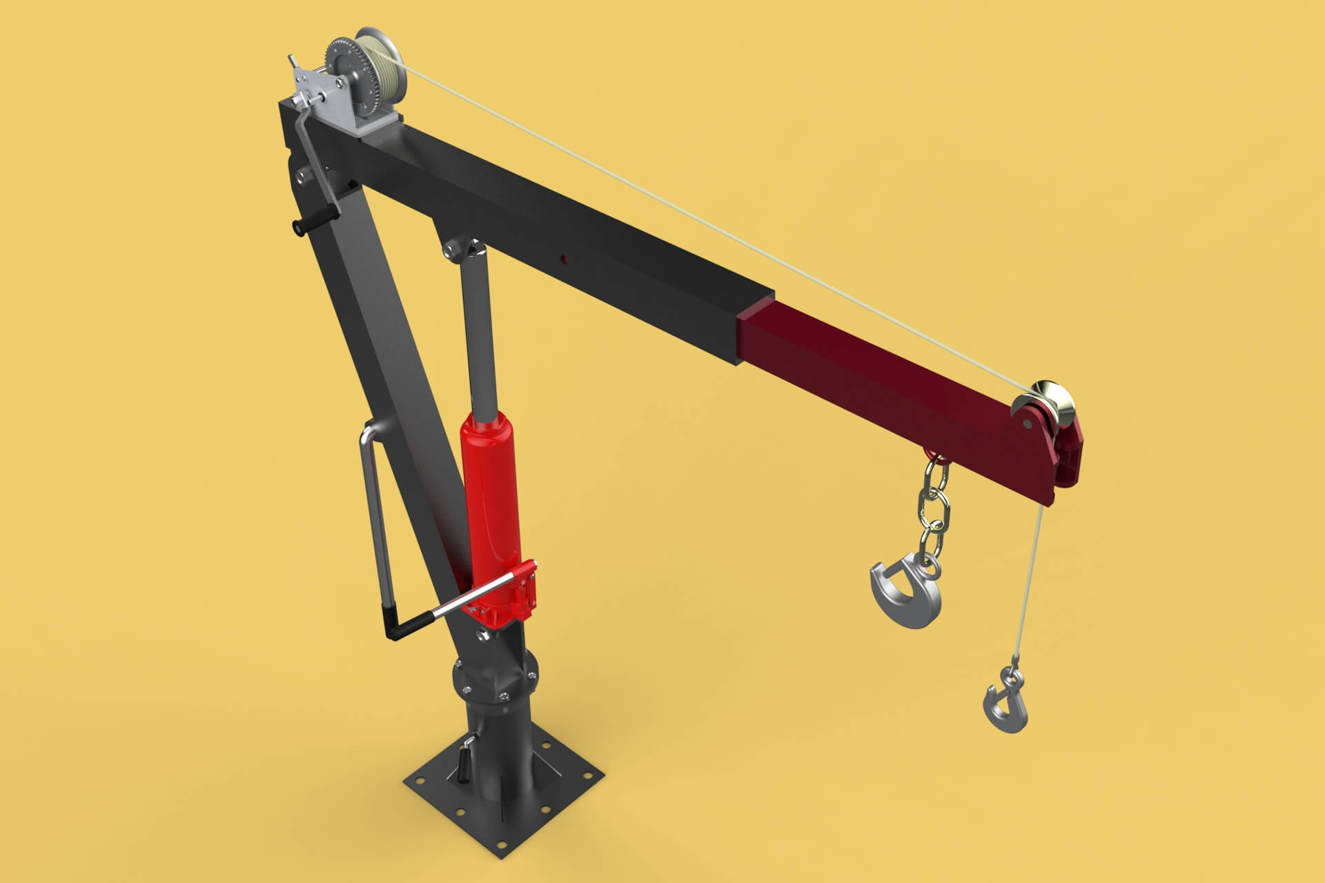 Hydraulic Swivel Lifting Crane Manual Hand Crank Winch Hoist - 3D Model ...