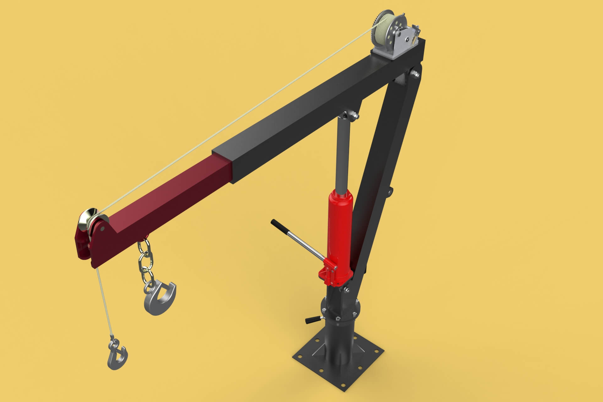 Hydraulic Swivel Lifting Crane Manual Hand Crank Winch Hoist - 3D Model ...