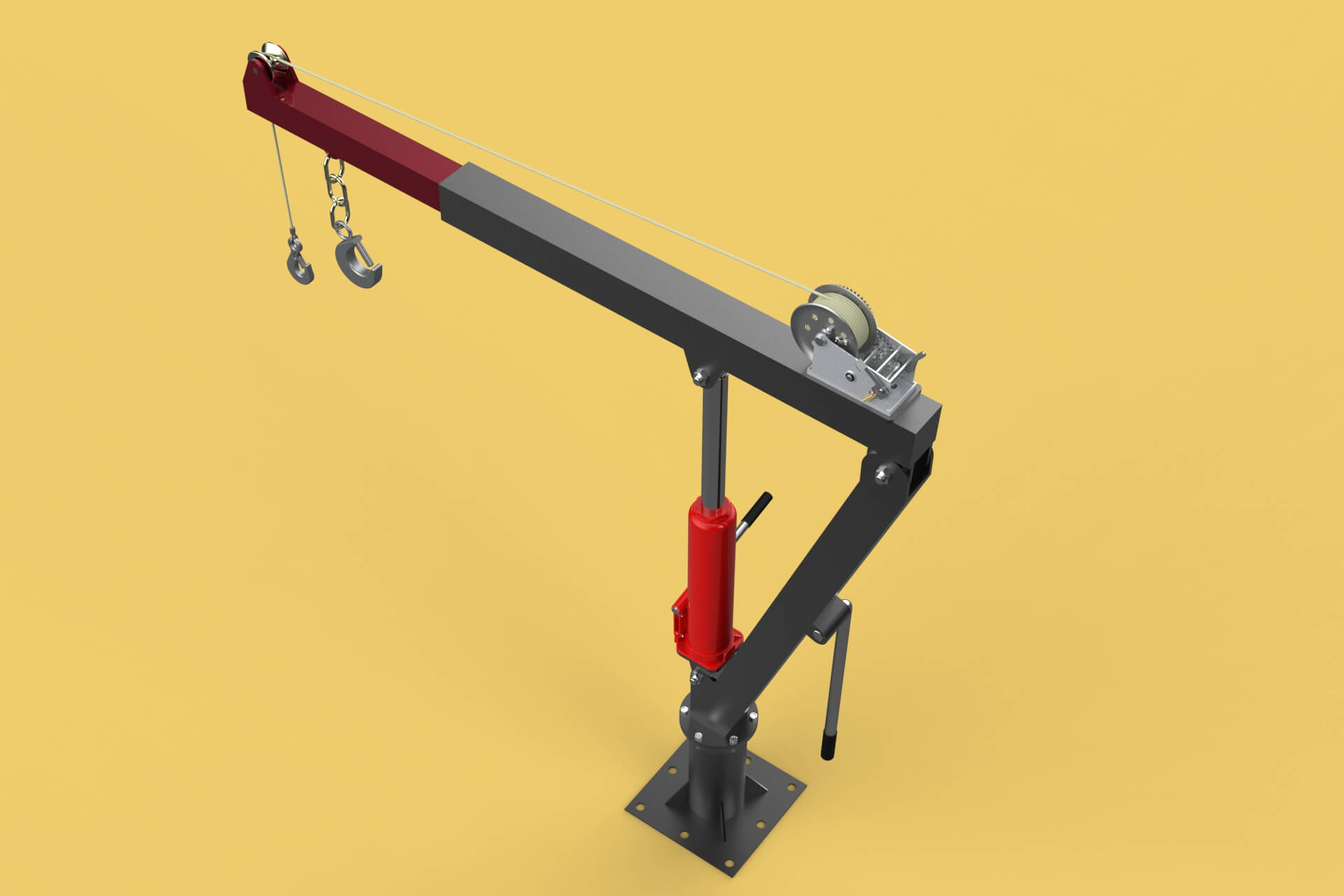 Hydraulic Swivel Lifting Crane Manual Hand Crank Winch Hoist - 3D Model ...