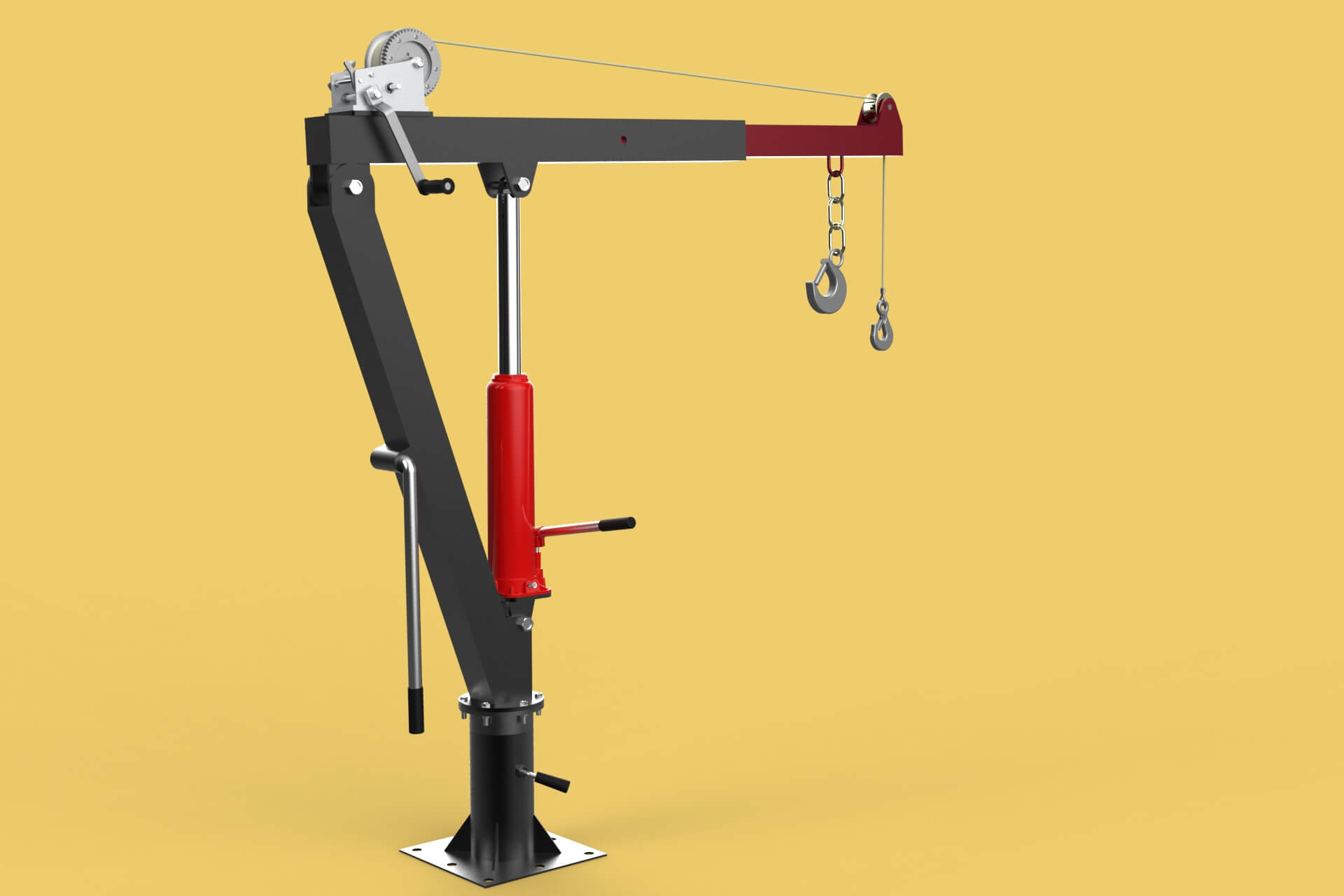 Hydraulic Swivel Lifting Crane Manual Hand Crank Winch Hoist - 3D Model ...