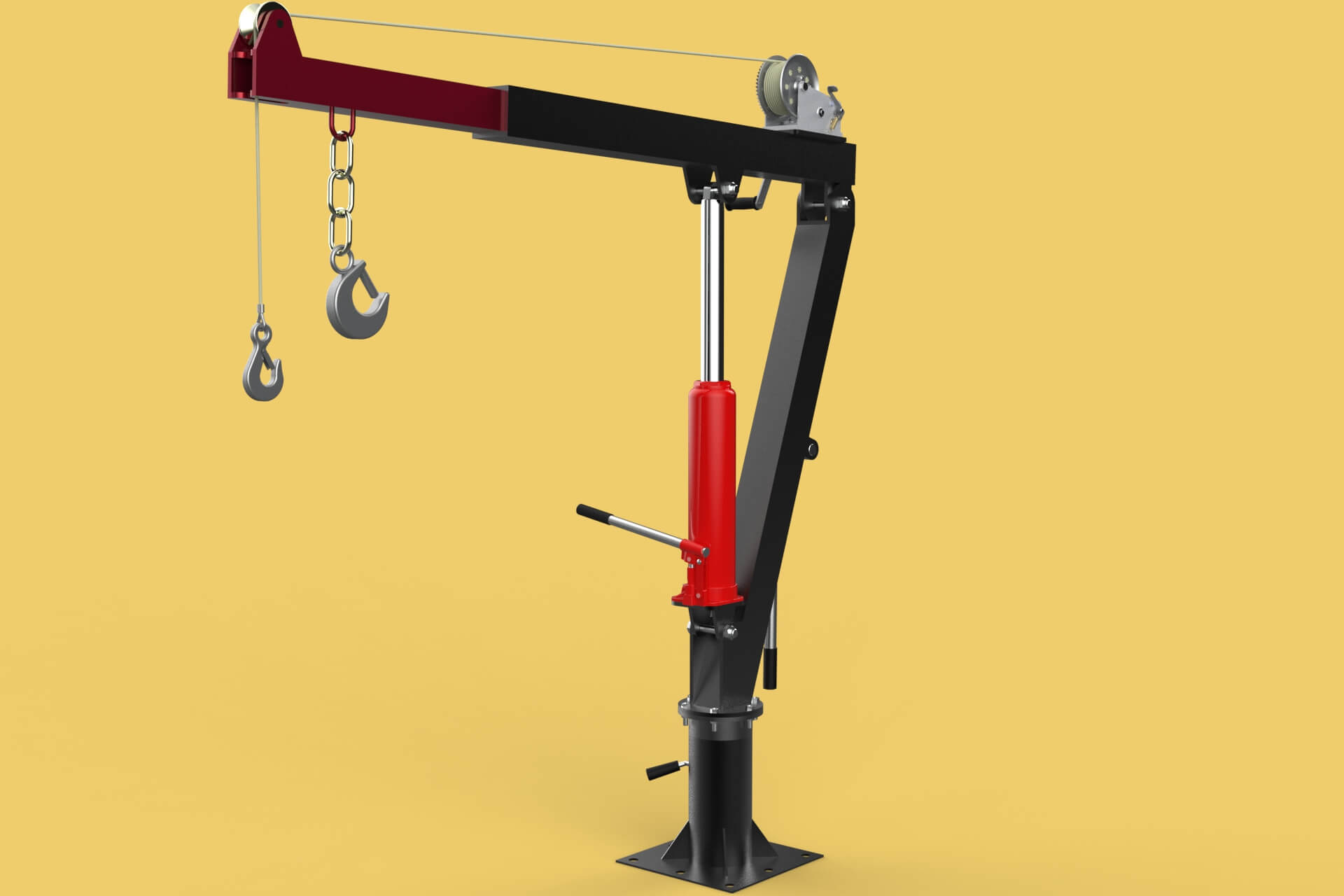 Hydraulic Swivel Lifting Crane Manual Hand Crank Winch Hoist - 3D Model ...