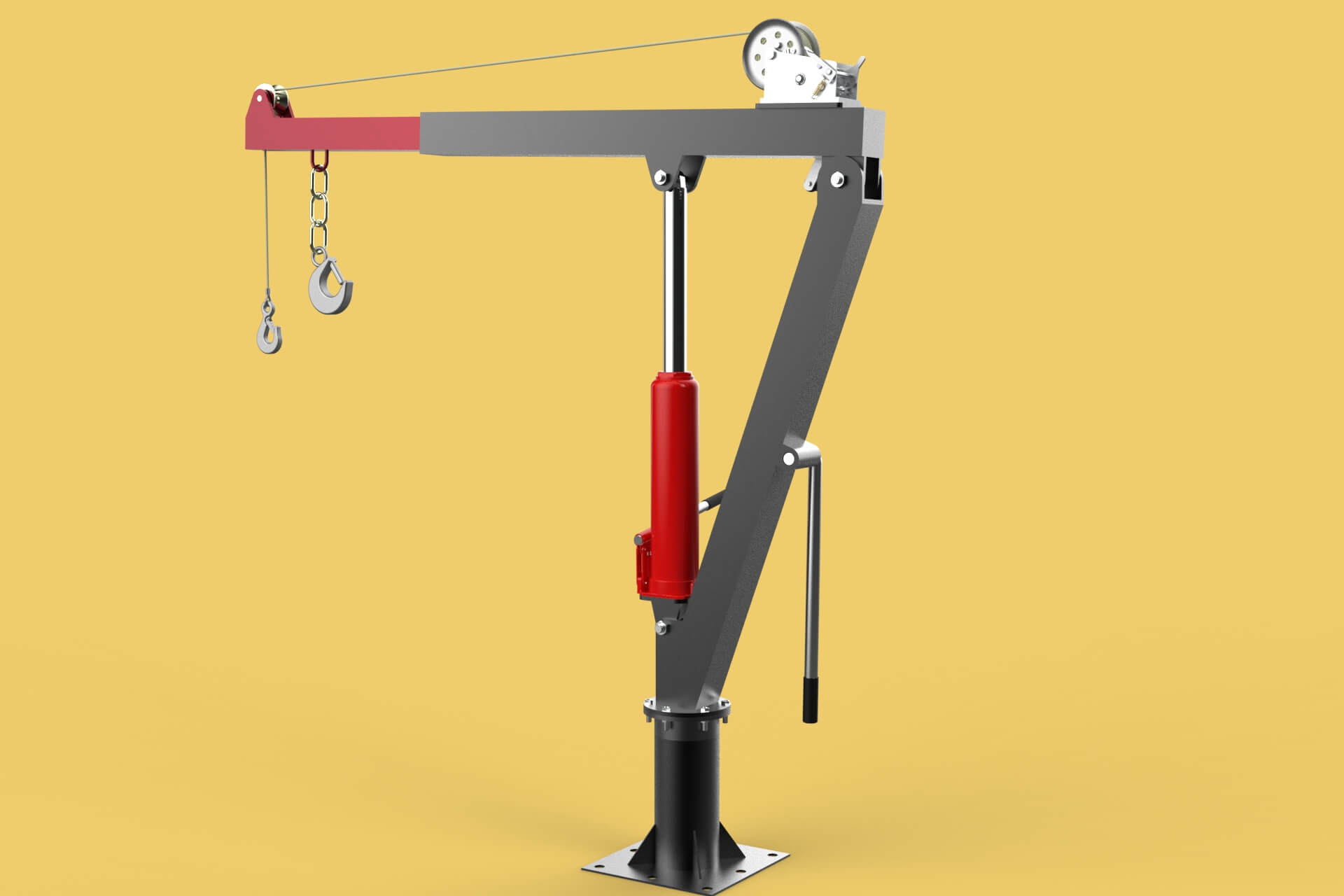 Hydraulic Swivel Lifting Crane Manual Hand Crank Winch Hoist - 3D Model ...