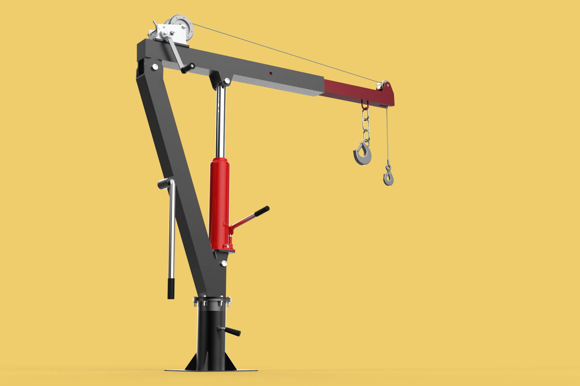 Hydraulic Swivel Lifting Crane Manual Hand Crank Winch Hoist - 3D Model ...