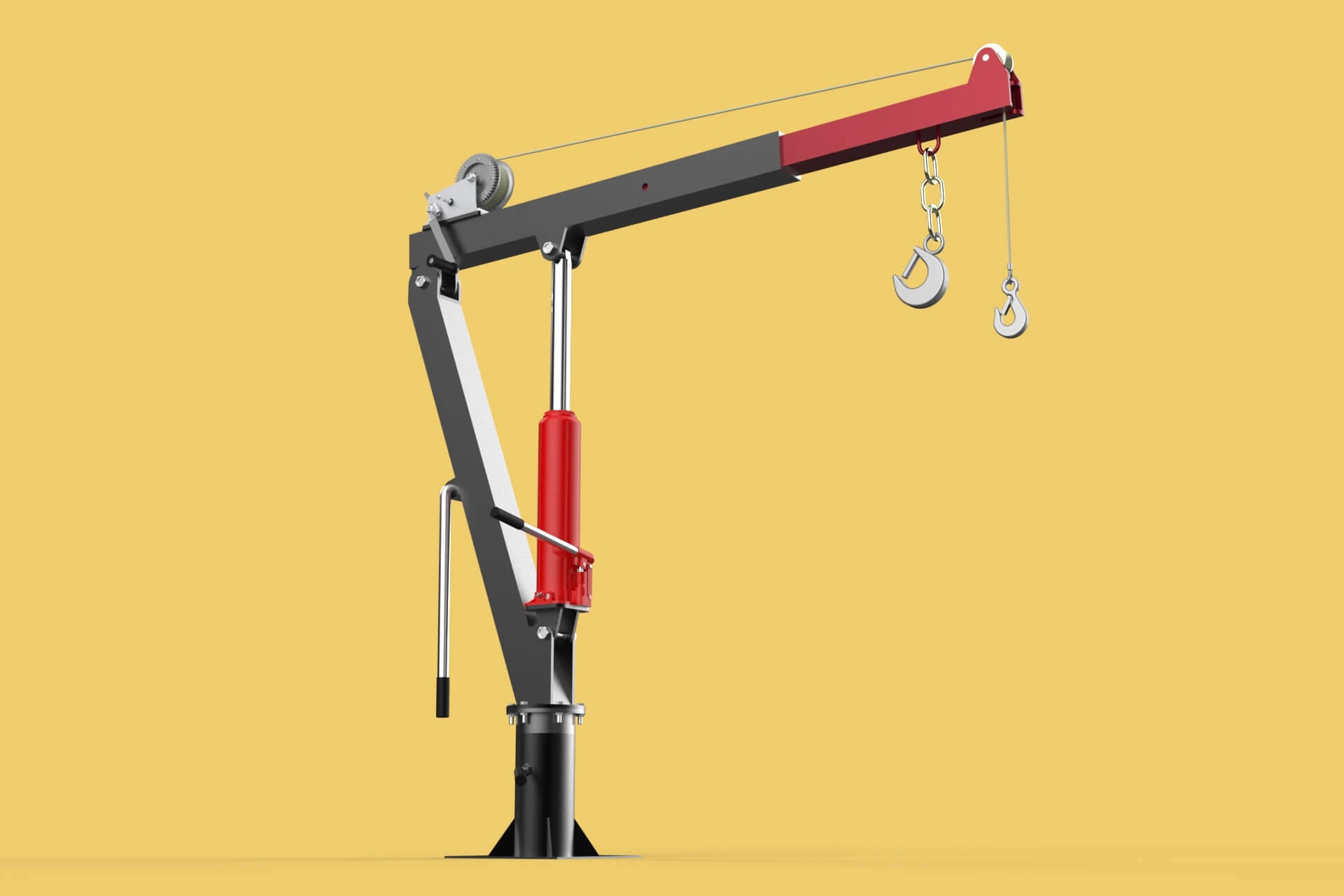 Hydraulic Swivel Lifting Crane Manual Hand Crank Winch Hoist - 3D Model ...