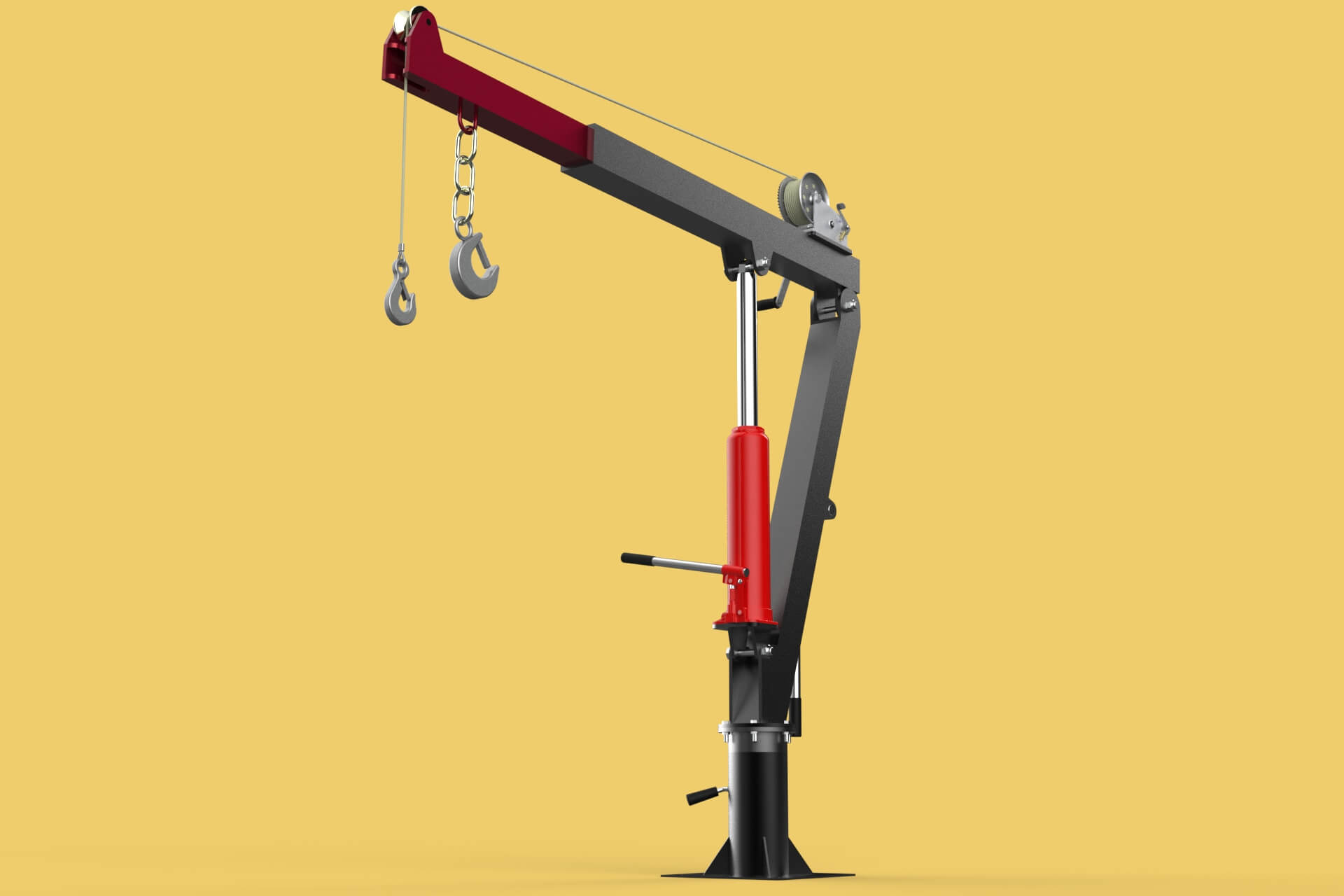 Hydraulic Swivel Lifting Crane Manual Hand Crank Winch Hoist - 3D Model ...