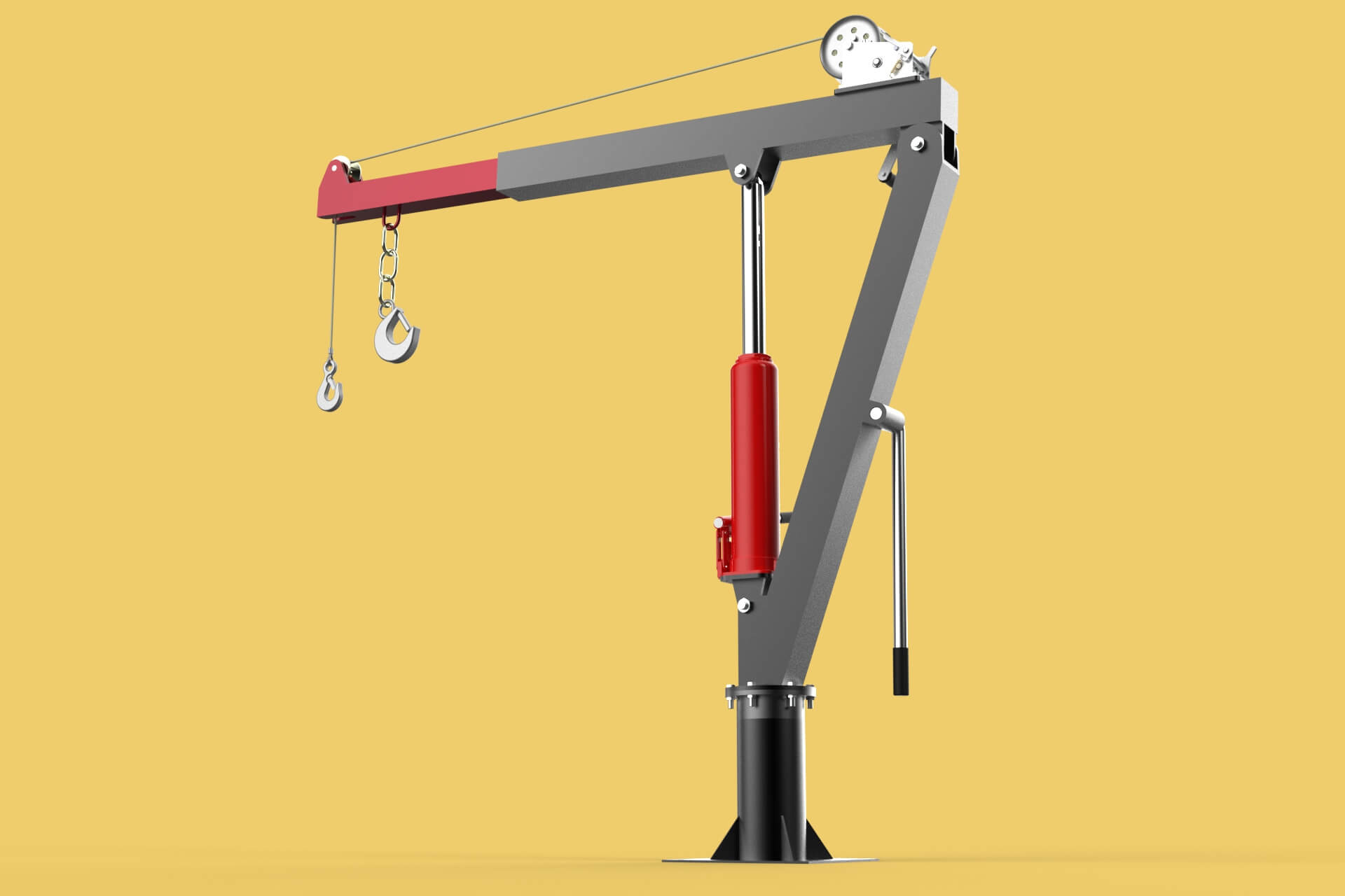 Hydraulic Swivel Lifting Crane Manual Hand Crank Winch Hoist - 3D Model ...