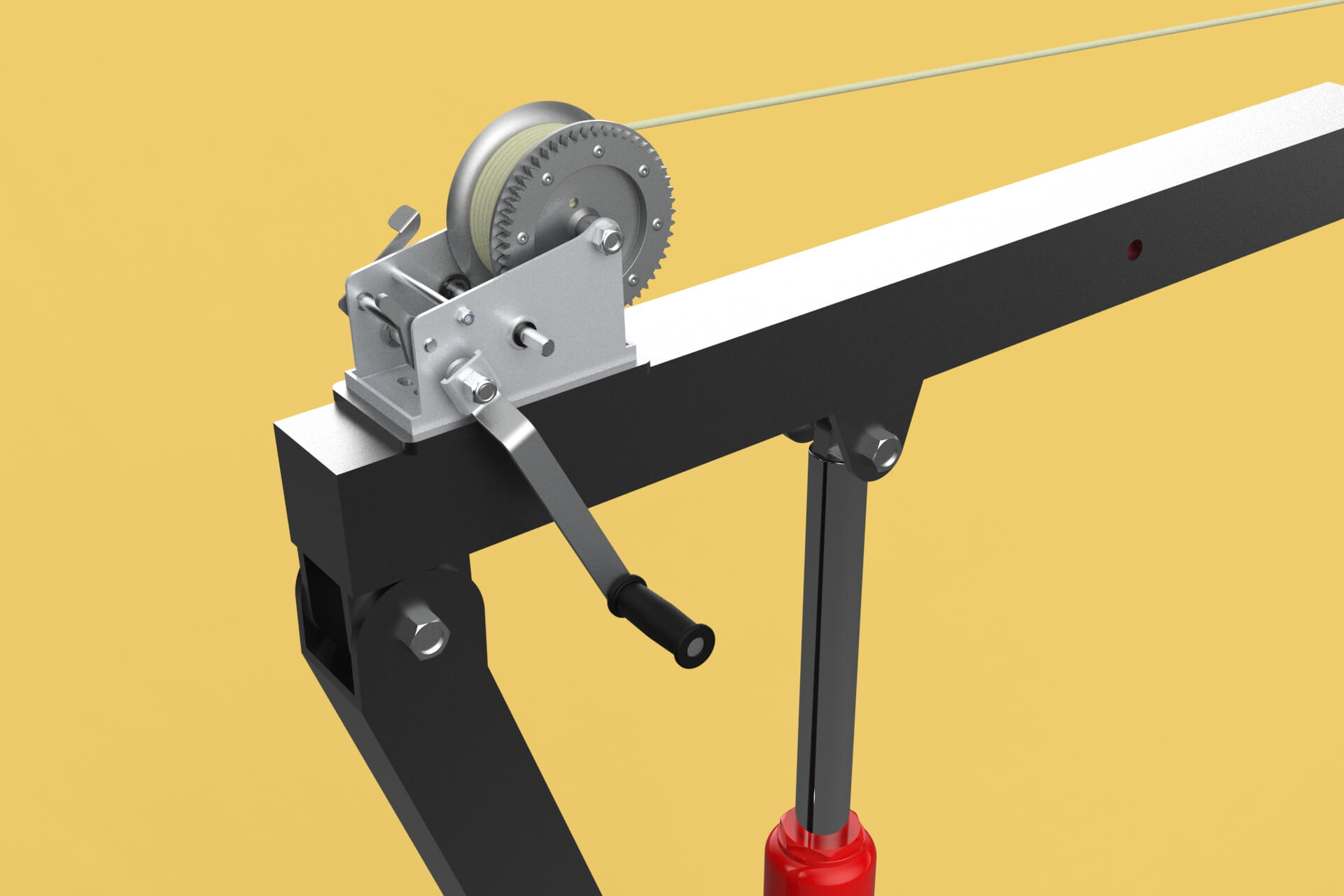 Hydraulic Swivel Lifting Crane Manual Hand Crank Winch Hoist - 3D Model ...