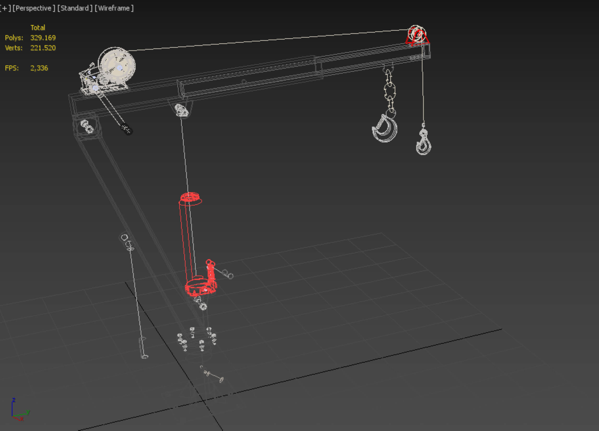 Hydraulic Swivel Lifting Crane Manual Hand Crank Winch Hoist - 3D Model ...