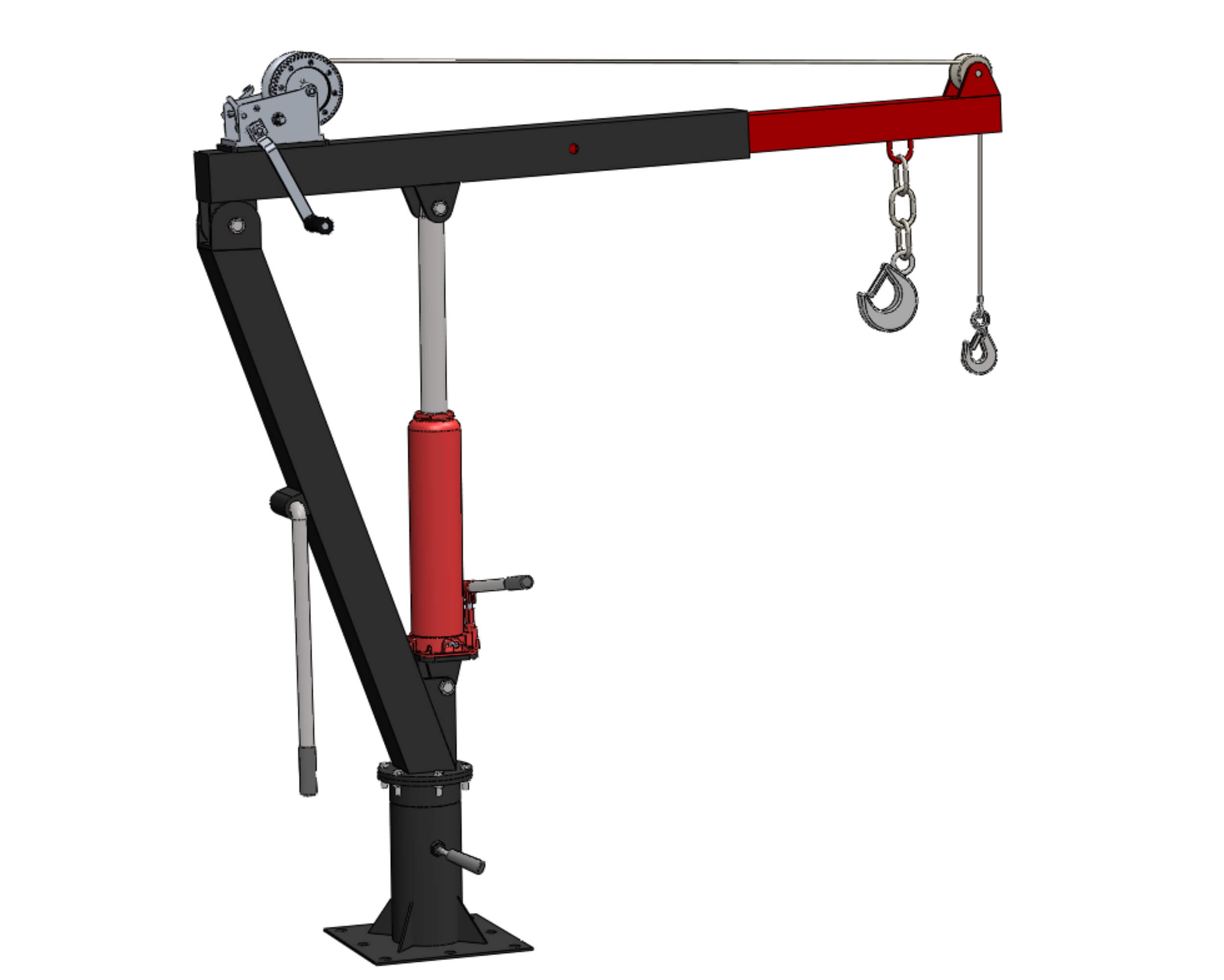 Hydraulic Swivel Lifting Crane Manual Hand Crank Winch Hoist - 3D Model ...