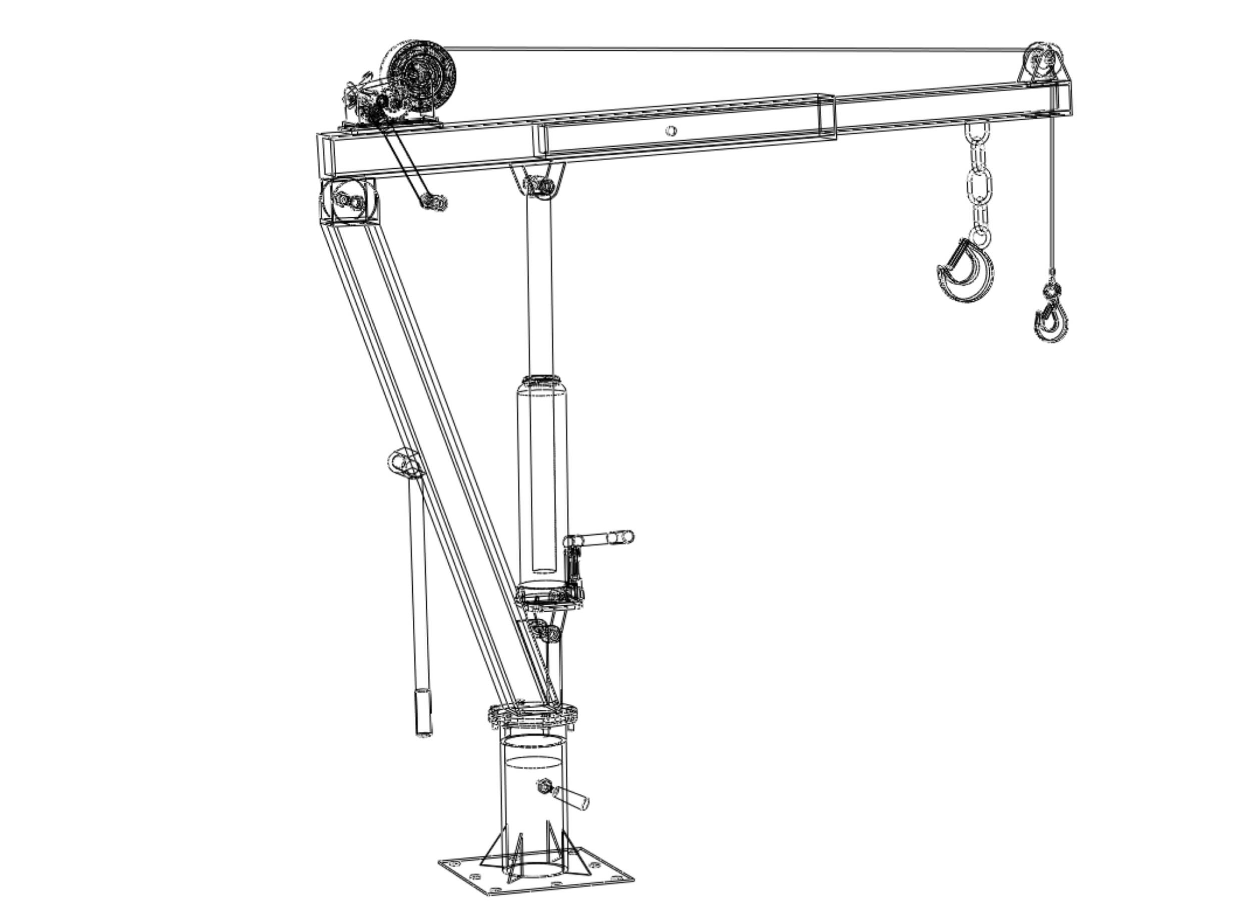 Hydraulic Swivel Lifting Crane Manual Hand Crank Winch Hoist - 3D Model ...