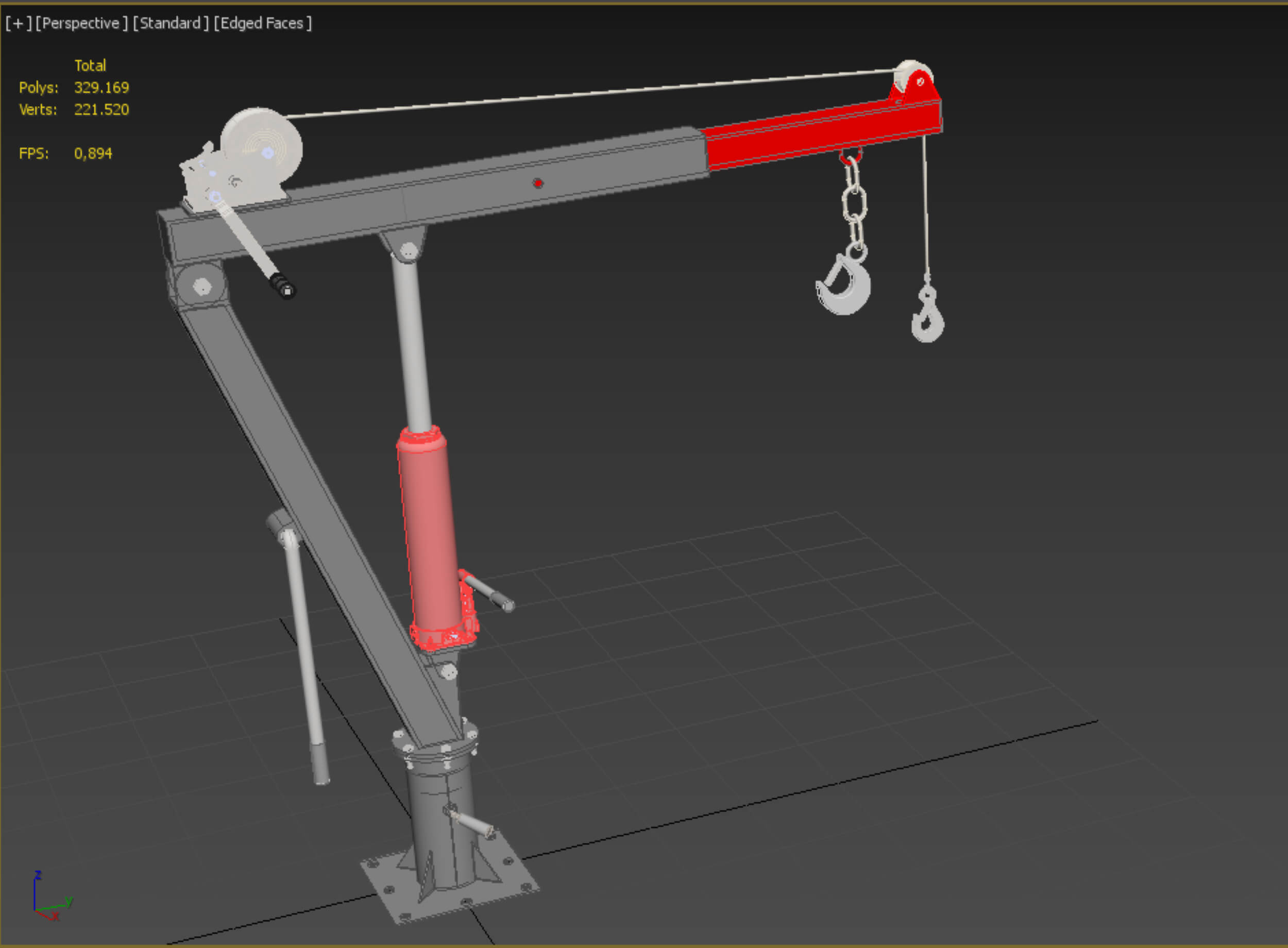 Hydraulic Swivel Lifting Crane Manual Hand Crank Winch Hoist - 3D Model ...