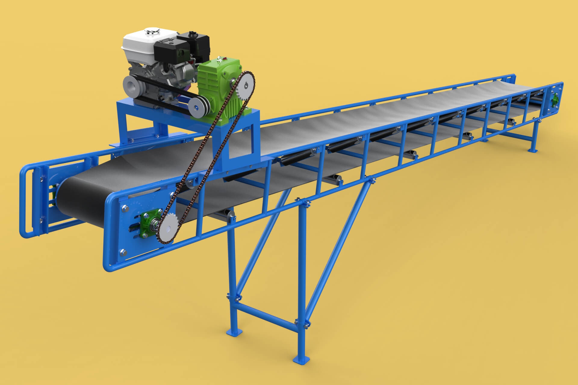 Industrial Carrier Belt Conveyor - 3D Model by surf3d