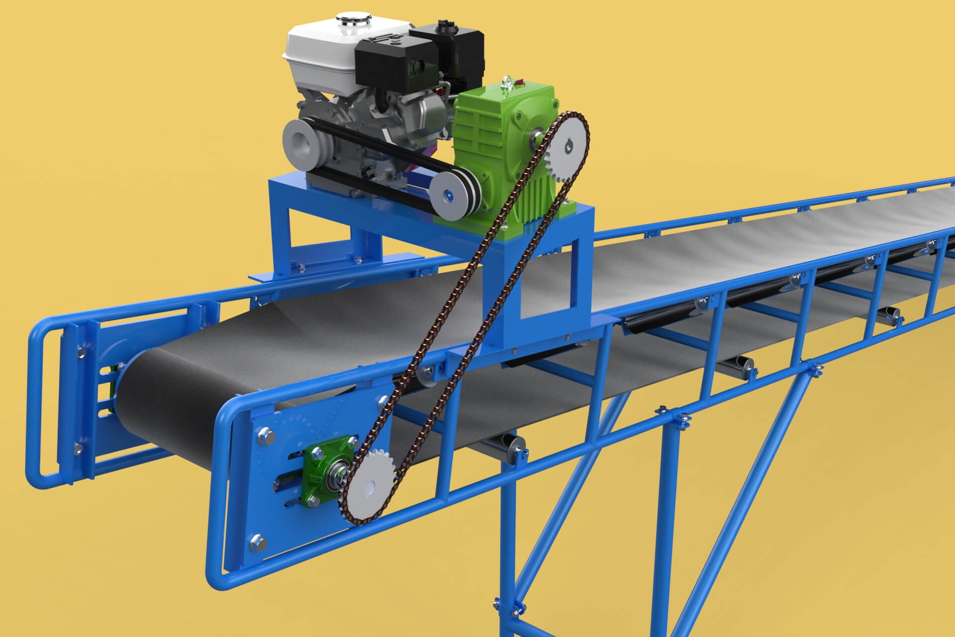 Industrial Carrier Belt Conveyor - 3D Model by surf3d