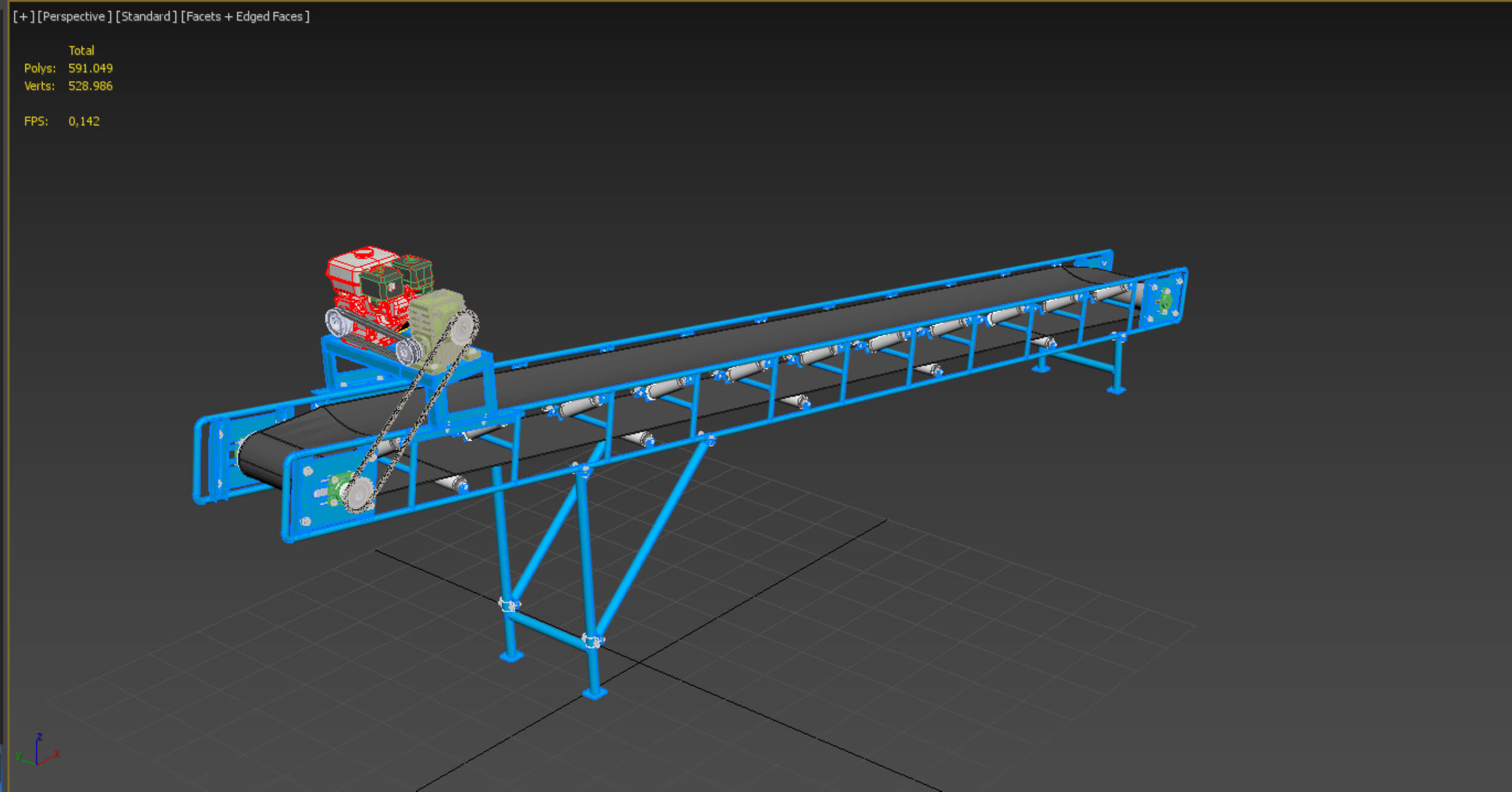 Industrial Carrier Belt Conveyor - 3D Model by surf3d