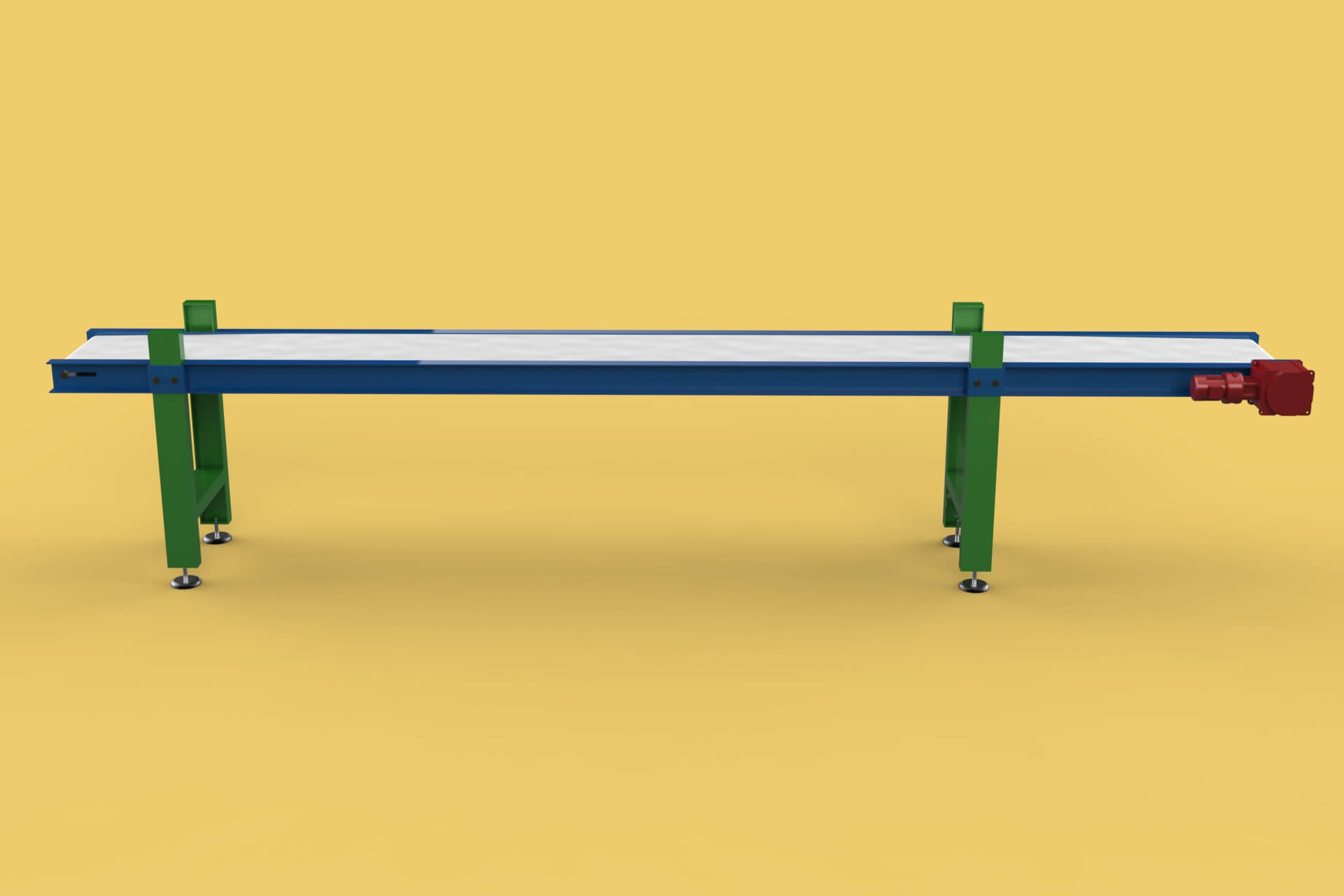 Industrial Factory Horizontal Flat Belt Conveyor - 3D Model by surf3d