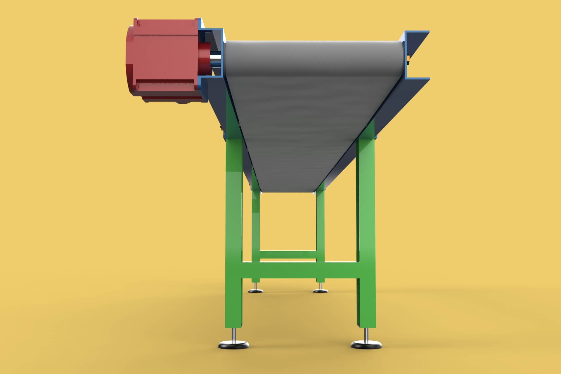 Industrial Factory Horizontal Flat Belt Conveyor - 3D Model by surf3d