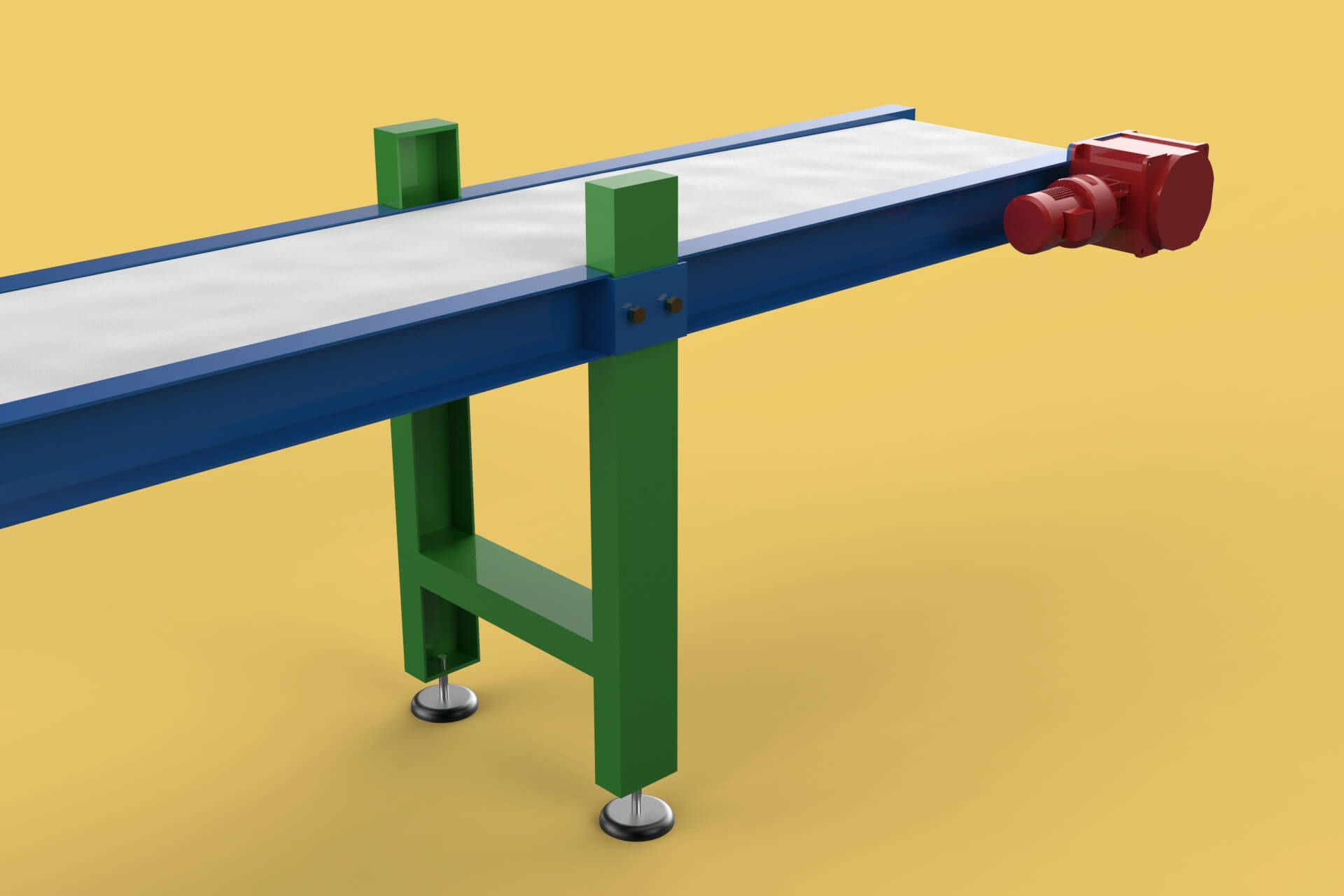Industrial Factory Horizontal Flat Belt Conveyor - 3D Model by surf3d