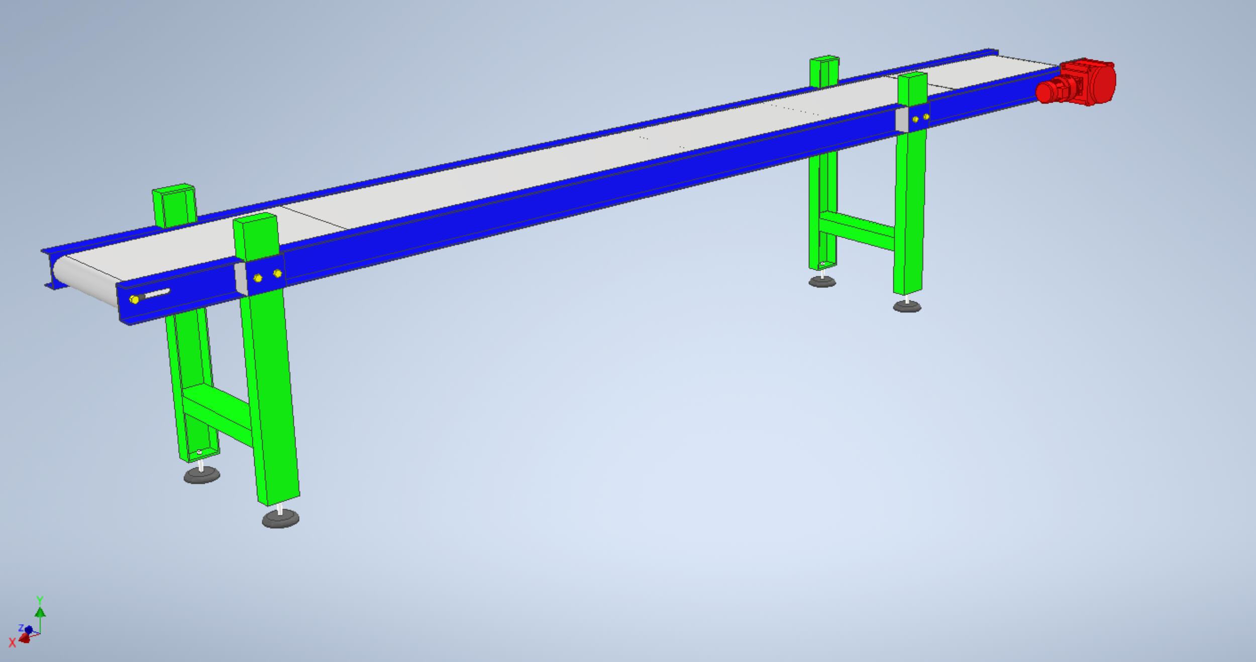 Industrial Factory Horizontal Flat Belt Conveyor - 3D Model by surf3d