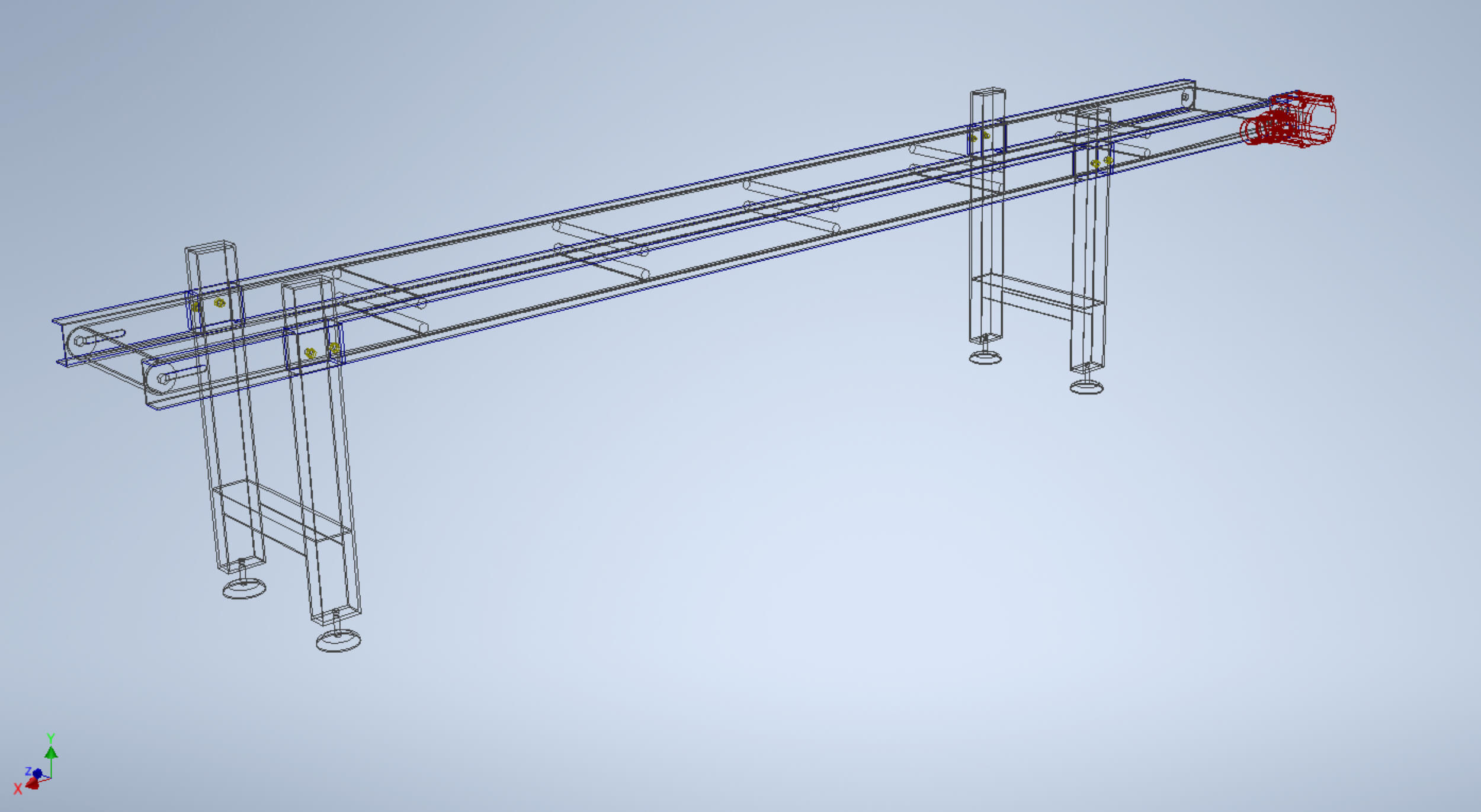 Industrial Factory Horizontal Flat Belt Conveyor - 3D Model by surf3d