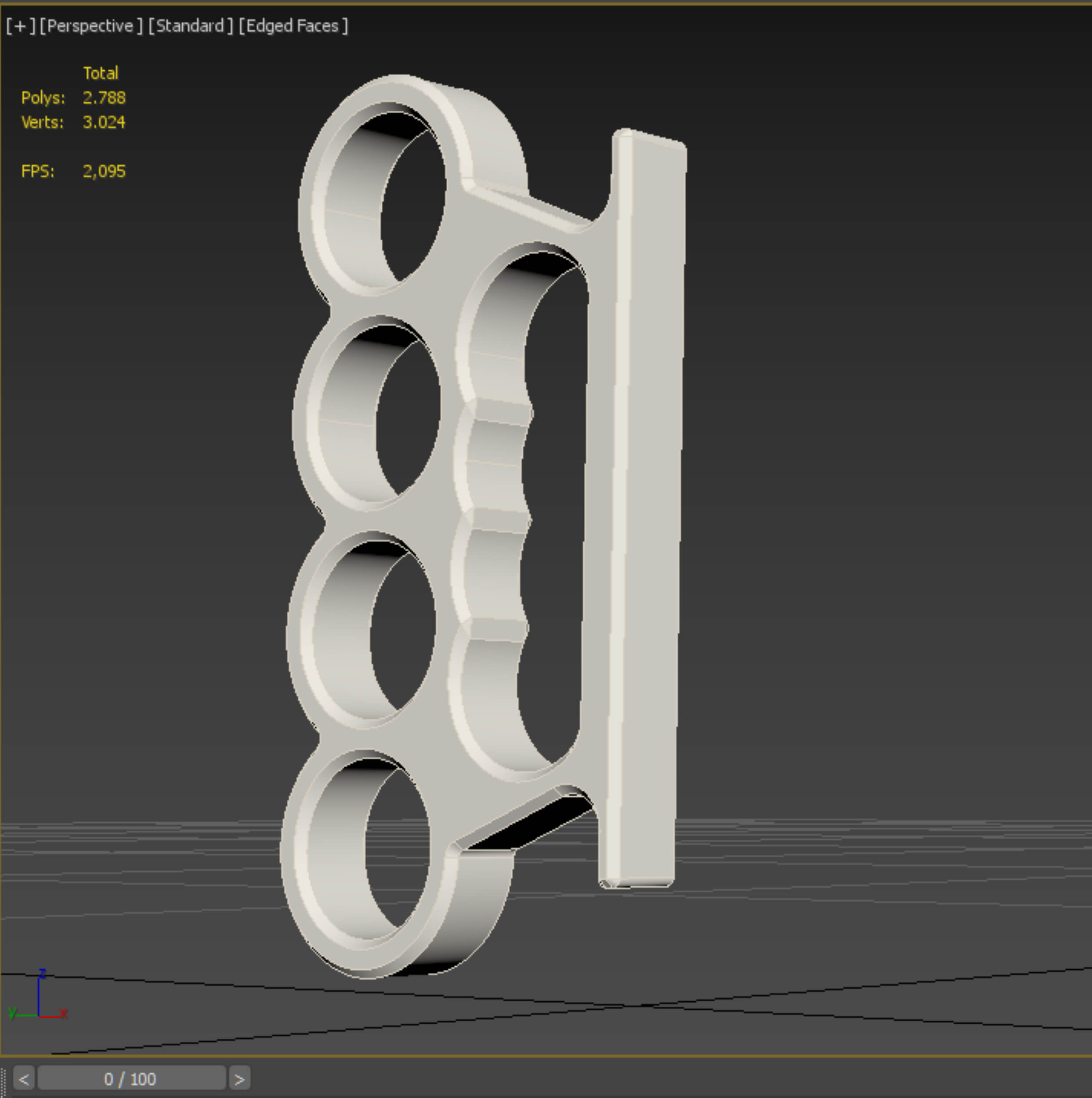 Knuckle Duster Self Defense Brass Knuckles Fist Load Grip - 3D Model by ...