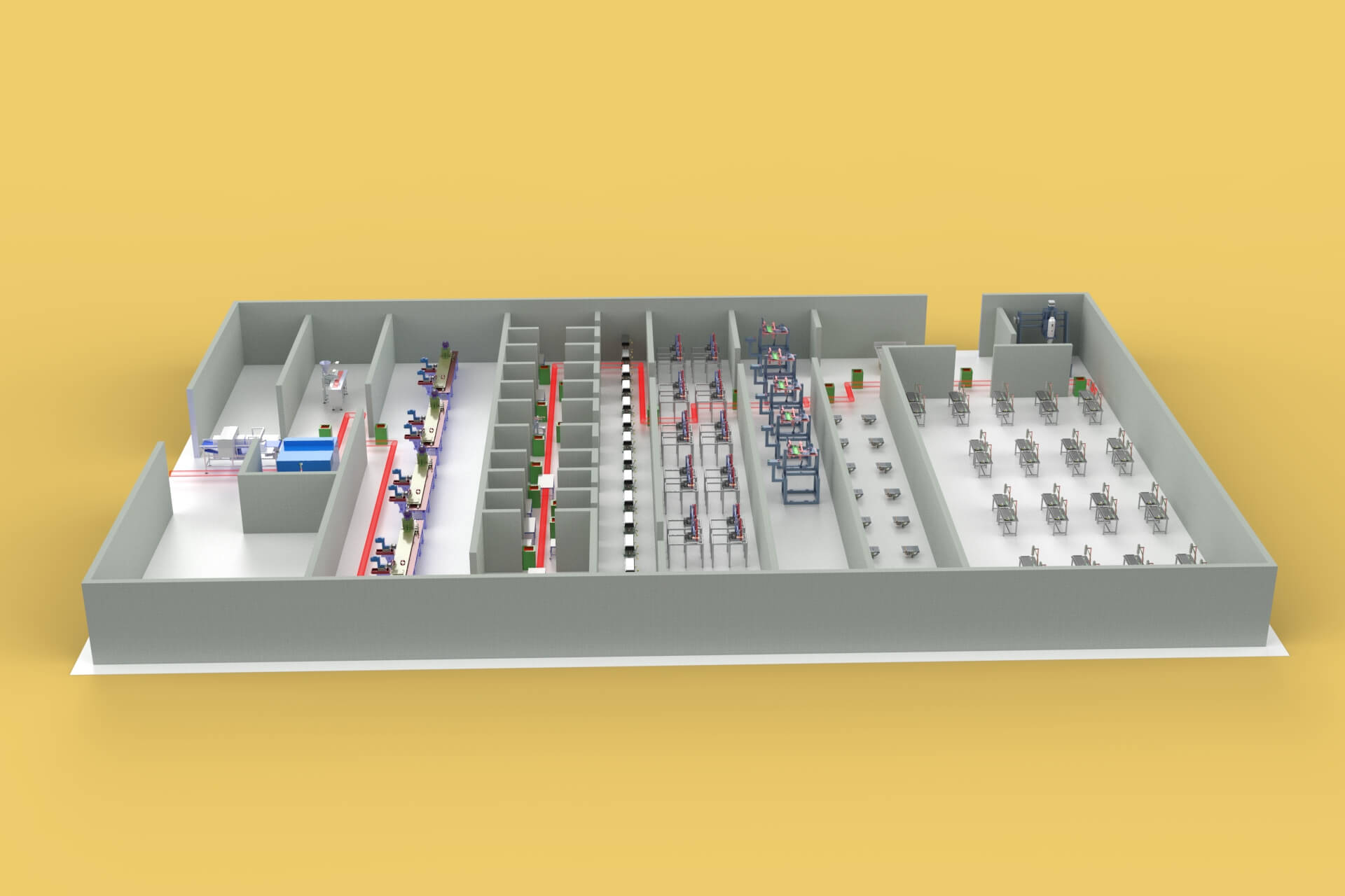 Layout Workshop Line Factory Industrial Floorplan Production - 3D Model ...