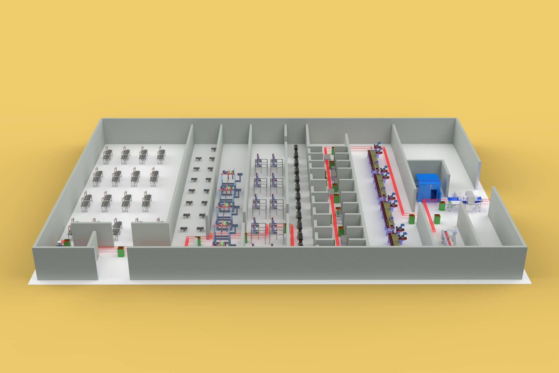 Layout Workshop Line Factory Industrial Floorplan Production - 3D Model ...