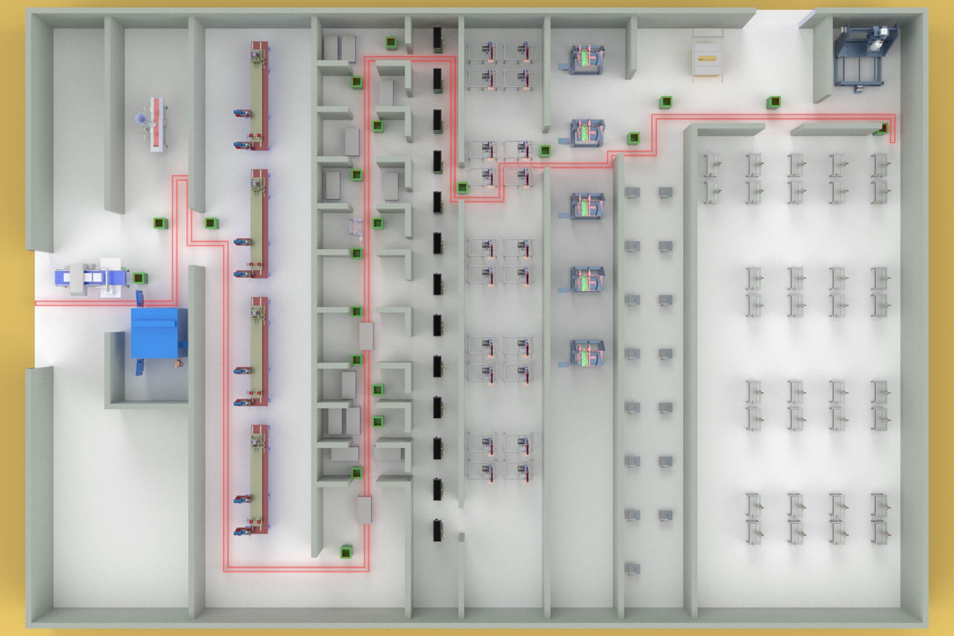 Layout Workshop Line Factory Industrial Floorplan Production - 3D Model ...