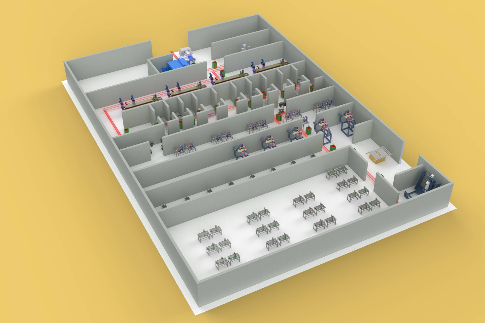 Layout Workshop Line Factory Industrial Floorplan Production - 3D Model ...