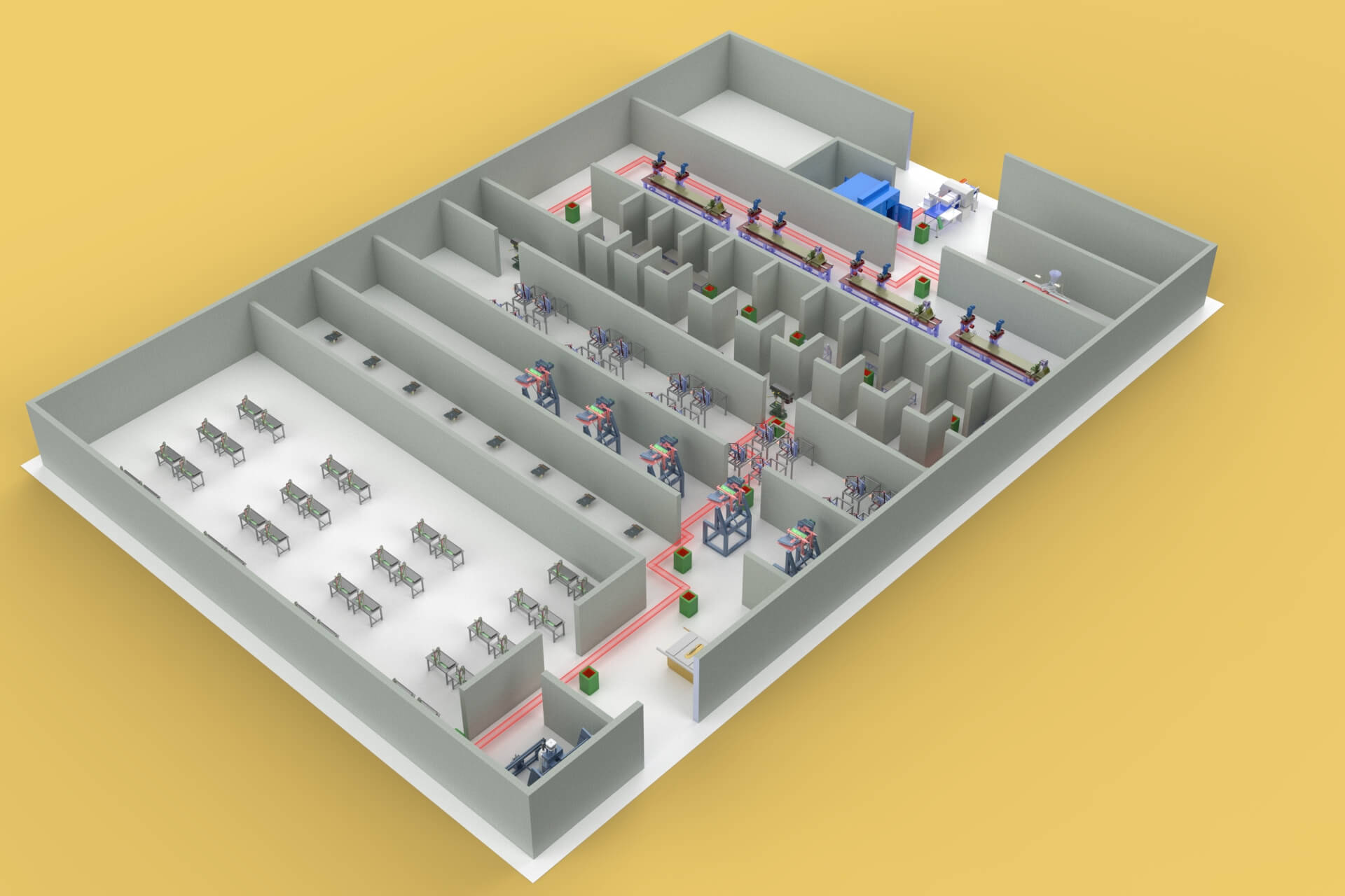 Layout Workshop Line Factory Industrial Floorplan Production - 3D Model ...