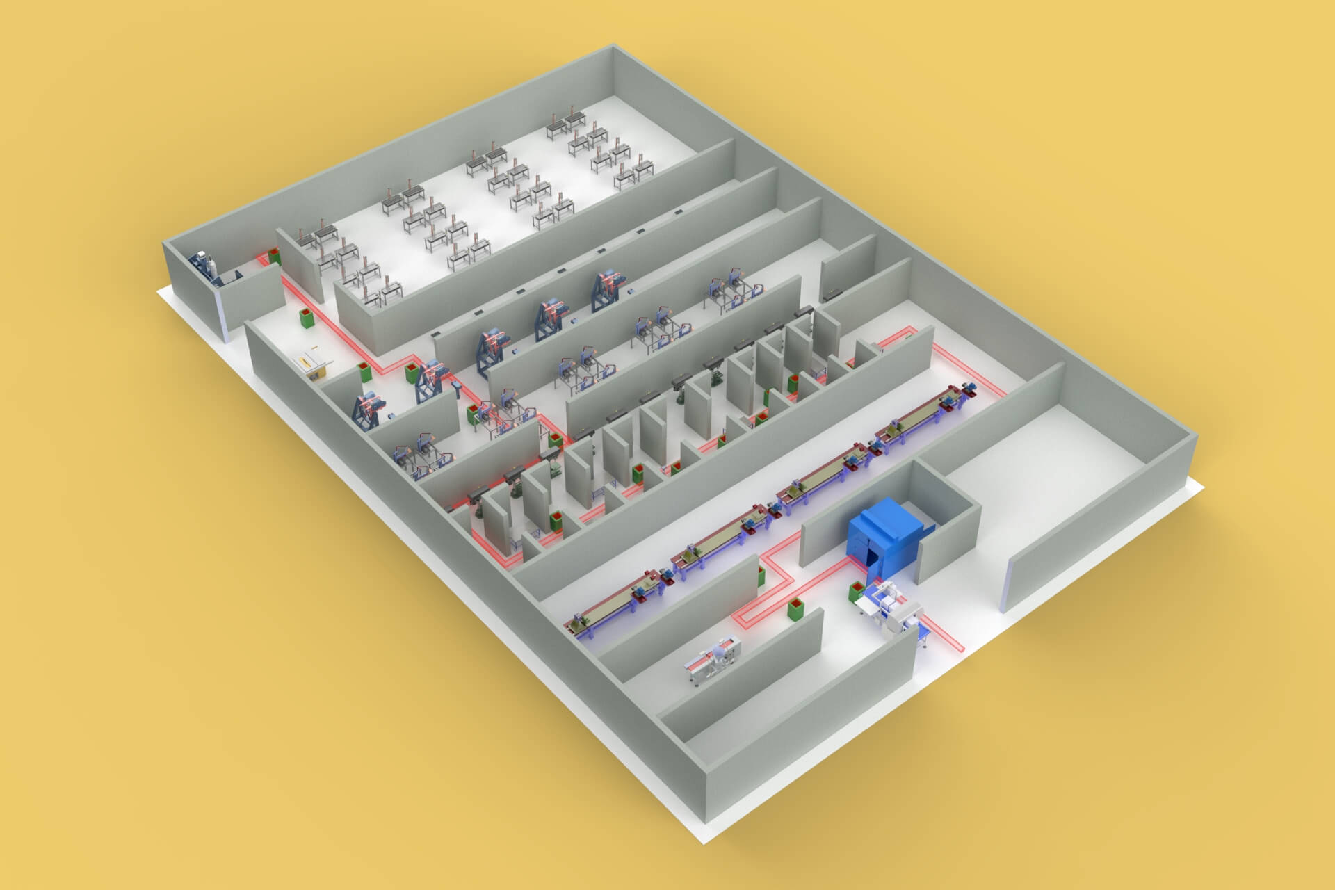 Layout Workshop Line Factory Industrial Floorplan Production - 3D Model ...