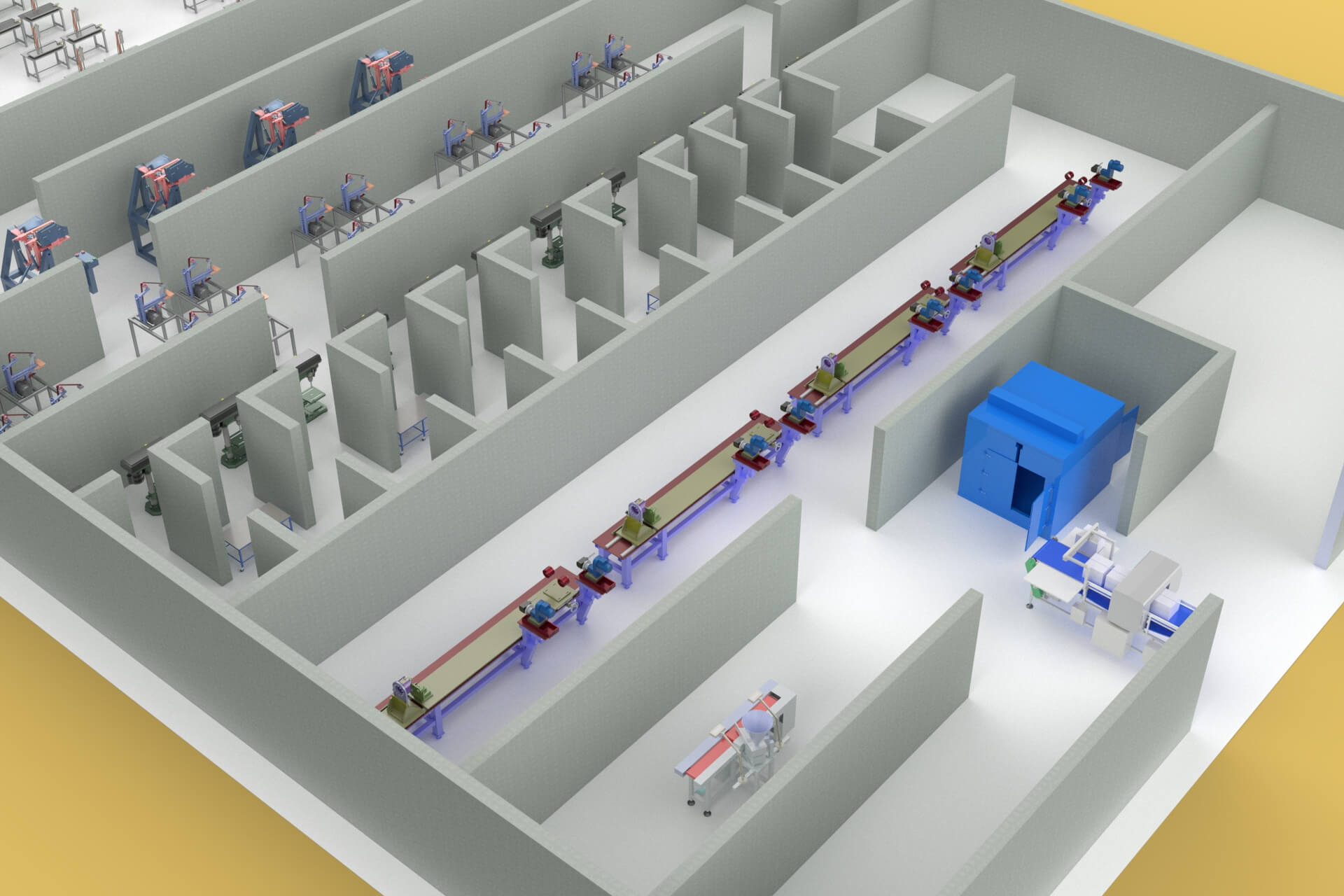 Layout Workshop Line Factory Industrial Floorplan Production - 3D Model ...