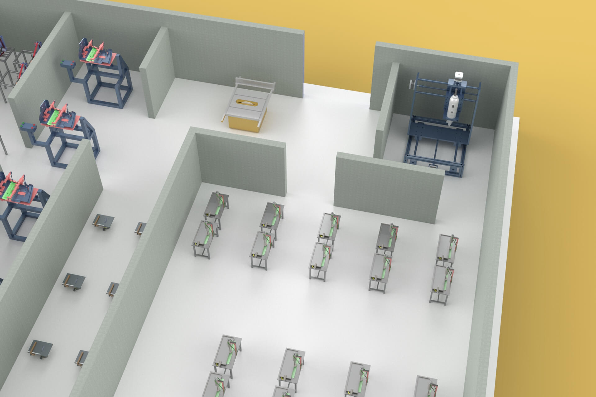 Layout Workshop Line Factory Industrial Floorplan Production - 3D Model ...