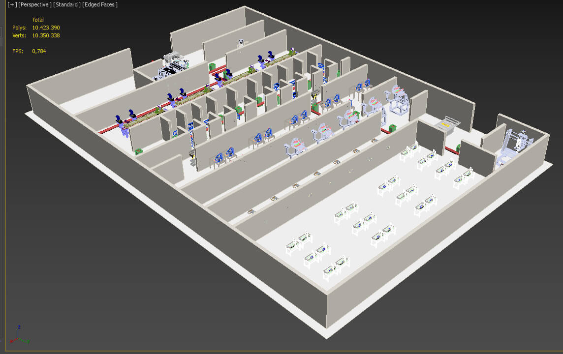 Layout Workshop Line Factory Industrial Floorplan Production - 3D Model ...