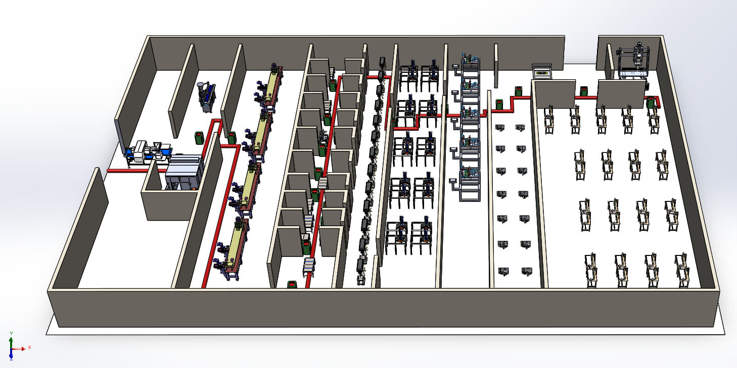 Layout Workshop Line Factory Industrial Floorplan Production - 3D Model ...
