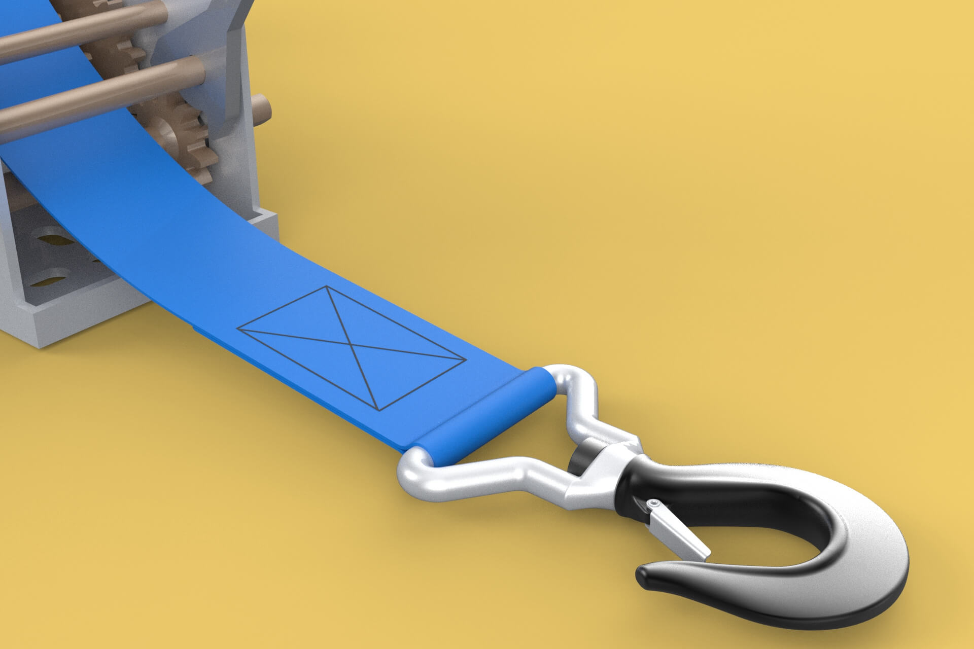 Manual Rotary Hand Crank Winch Hoist Belt Webbing Strap Wire - 3D Model ...