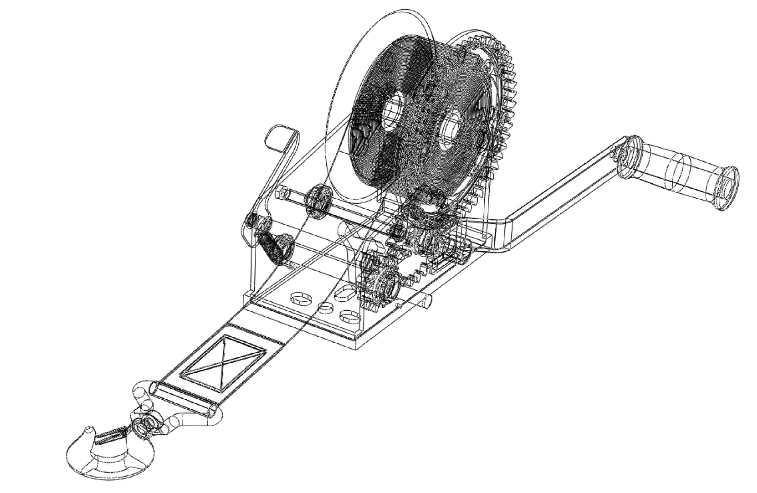 Manual Rotary Hand Crank Winch Hoist Belt Webbing Strap Wire - 3D Model ...