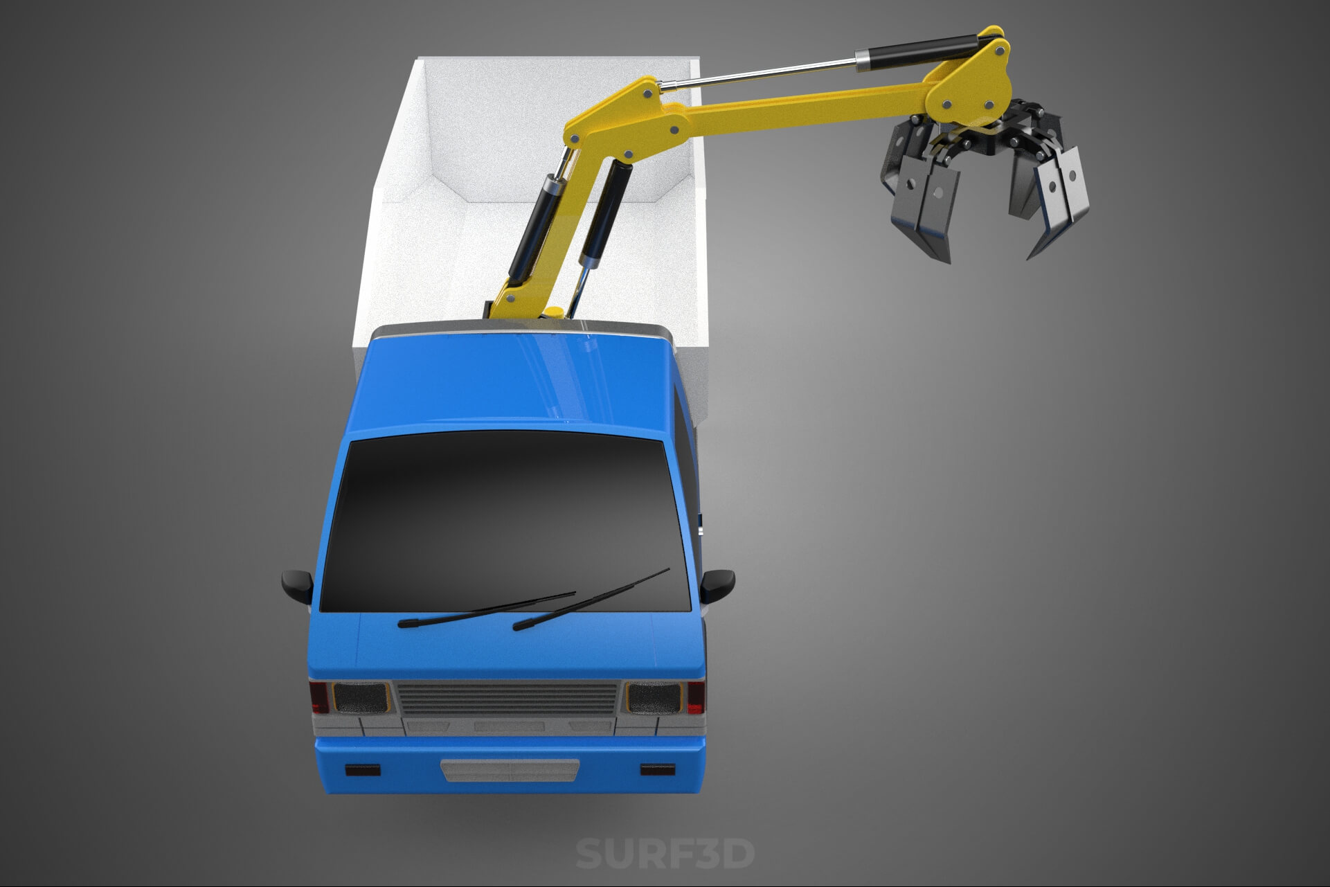Mini Truck Hydraulic Crane Grapple Arm Skip Bin Waste Debris - 3D Model ...