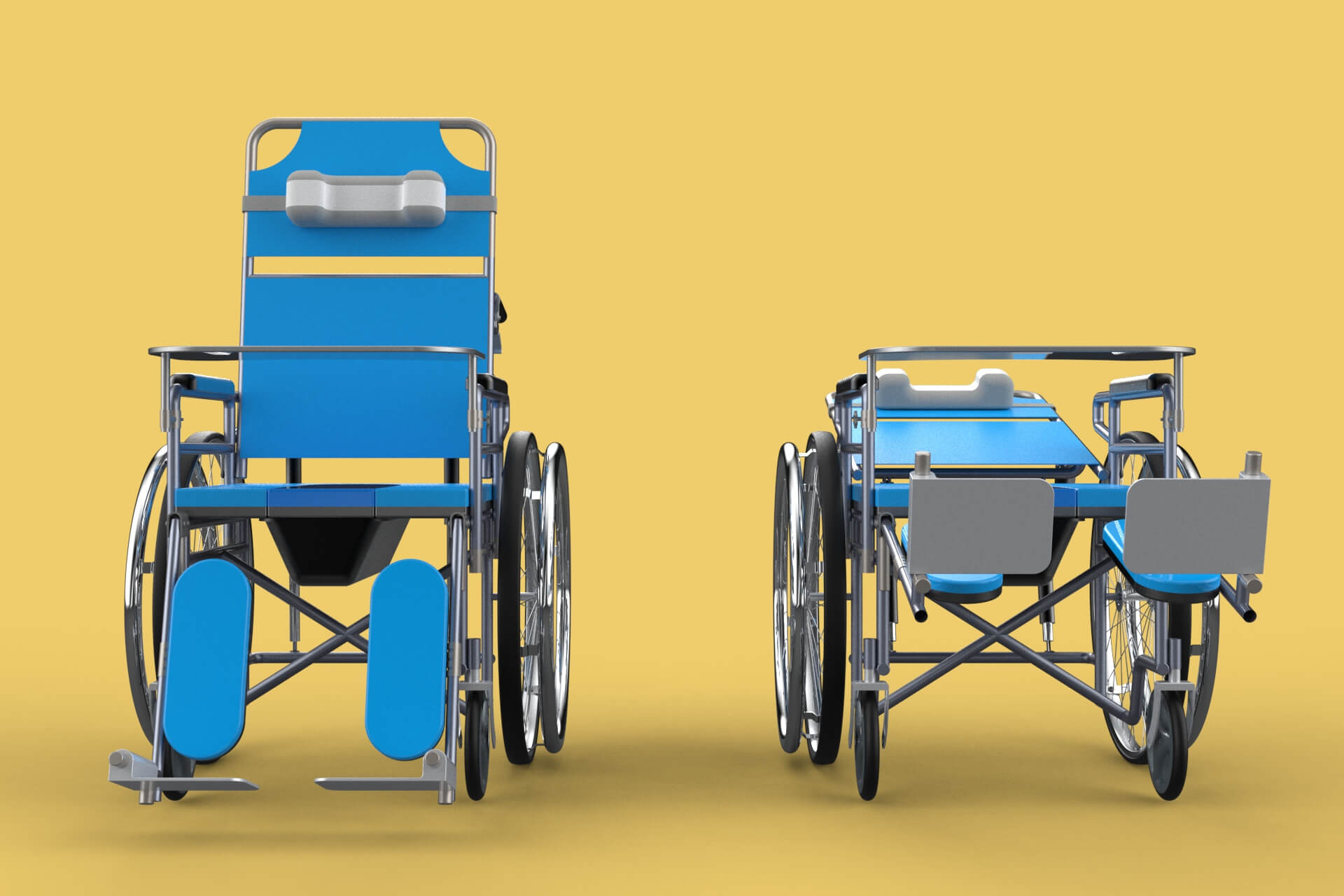 Multifunction Wheelchair Commode Closet Toilet Recline Fold - 3D Model ...